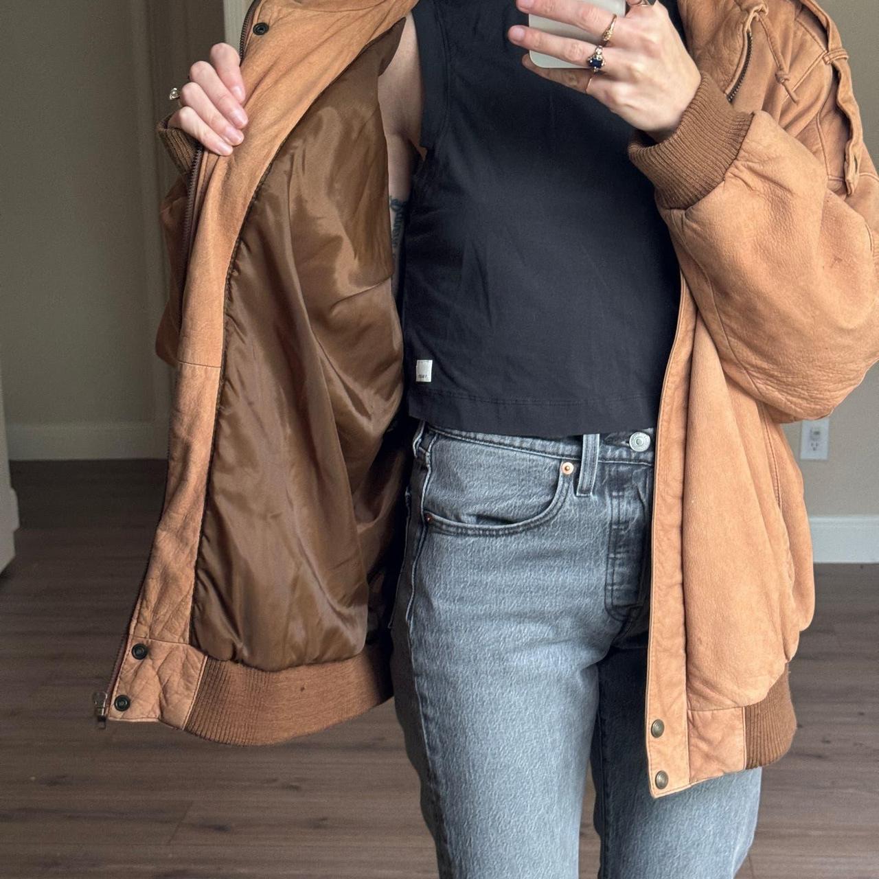 Vintage Light Brown Leather Jacket 🐴 Oversized... - Depop