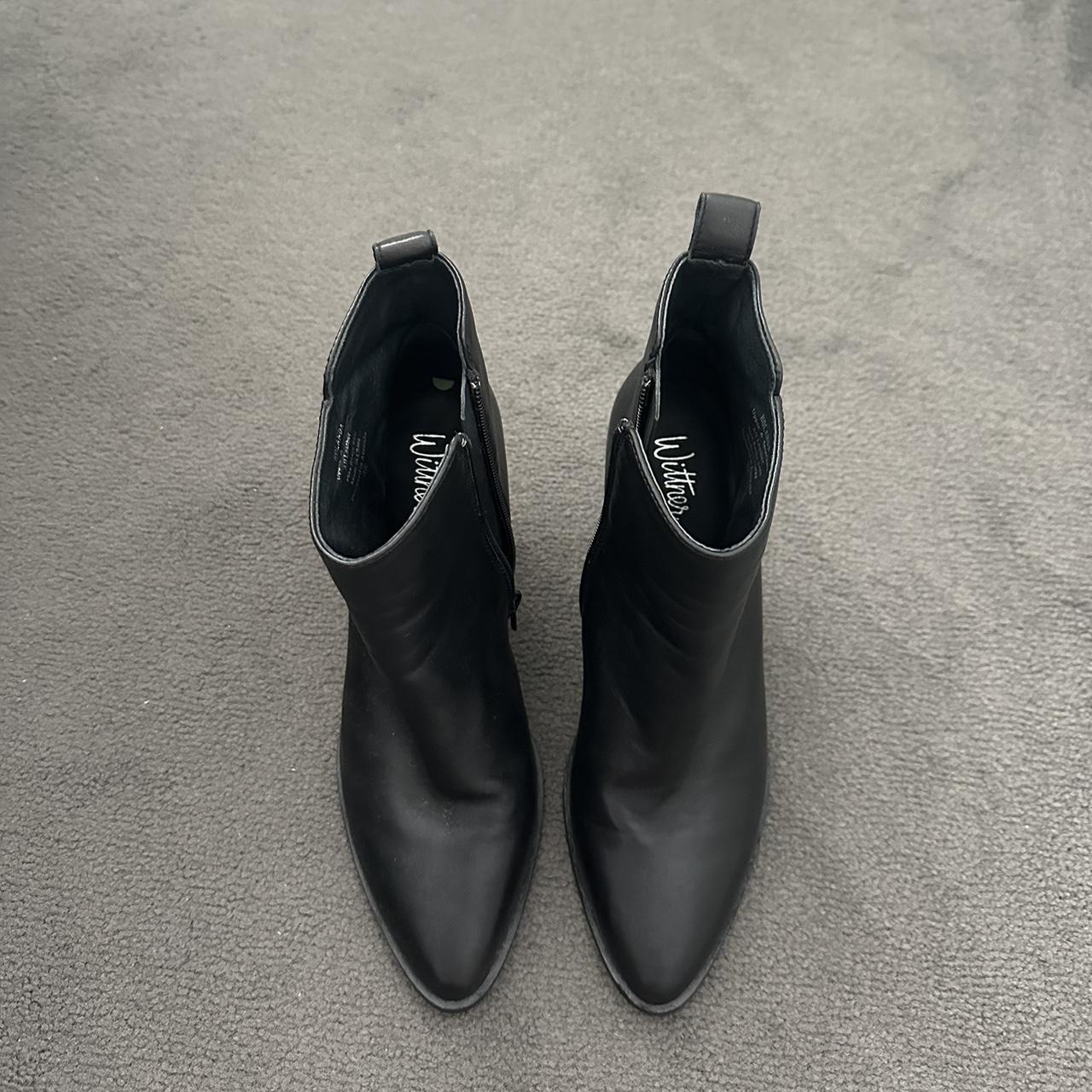 Wittner black leather healed ankle boots size 38 -... - Depop
