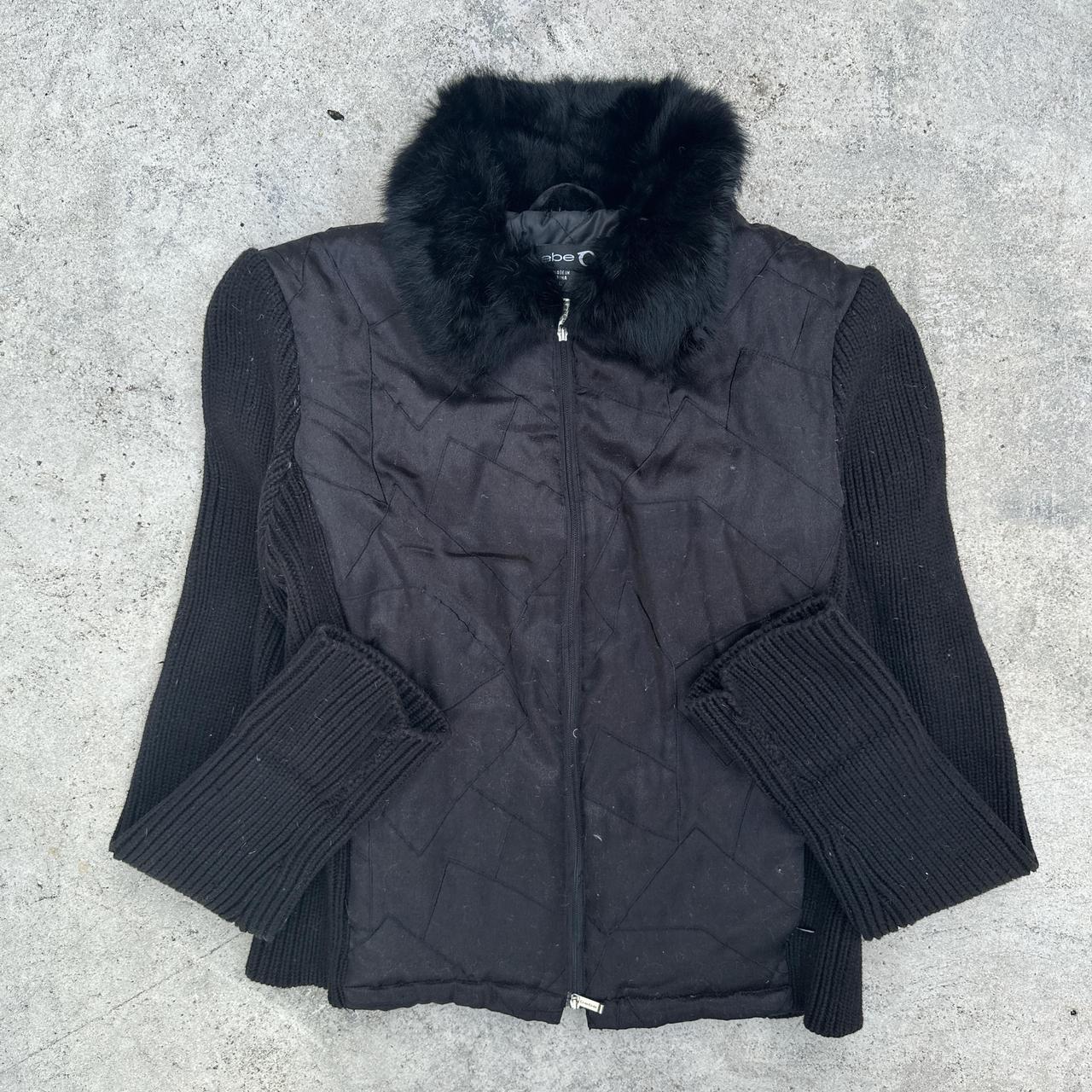 BABY PHAT Y2K Style FUR Bebe Quilted Lined Black Zip... | Depop