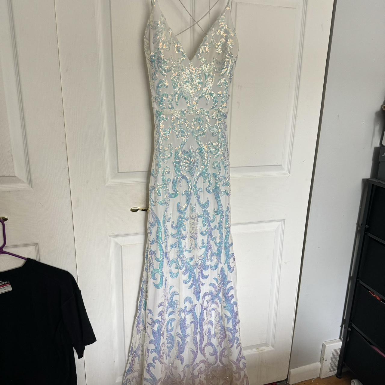 Windsor White Iridescent Maxi Dress Size: S Color:... - Depop