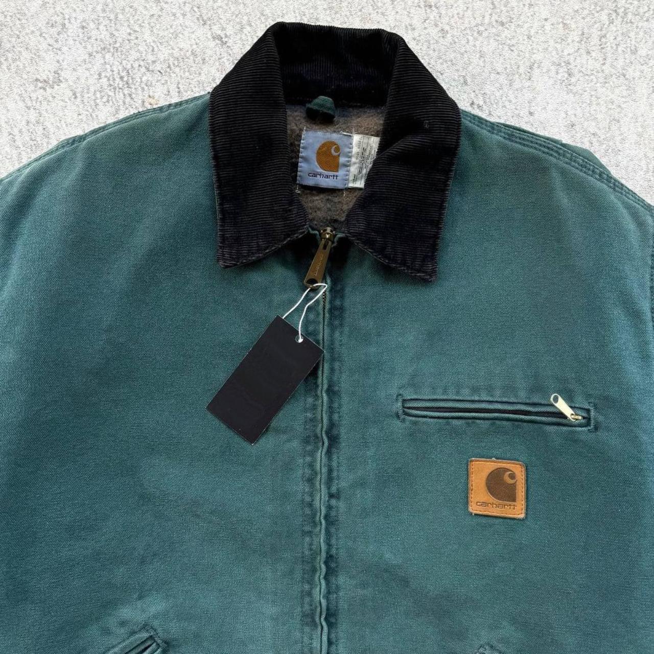 Vintage Carhartt Detroit Jacket J43 HTG ( Hunter... - Depop