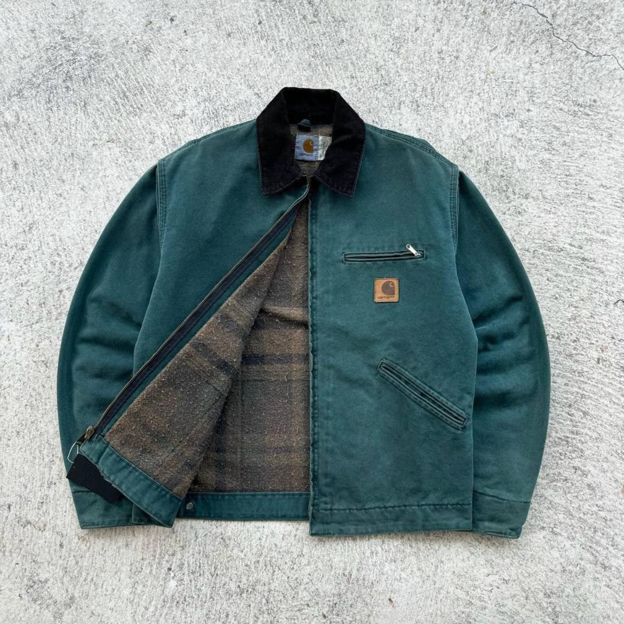 Vintage Carhartt Detroit Jacket J43 HTG ( Hunter... - Depop