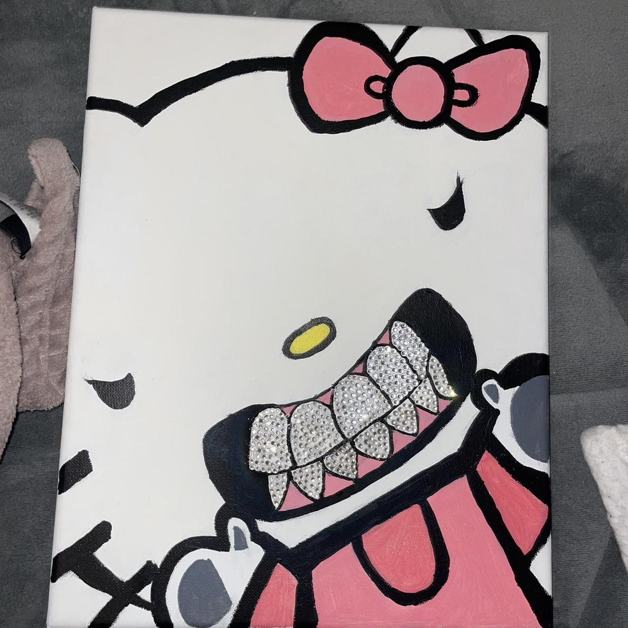 Custom Hand Painted Hello Kitty With Diamond Grill... - Depop
