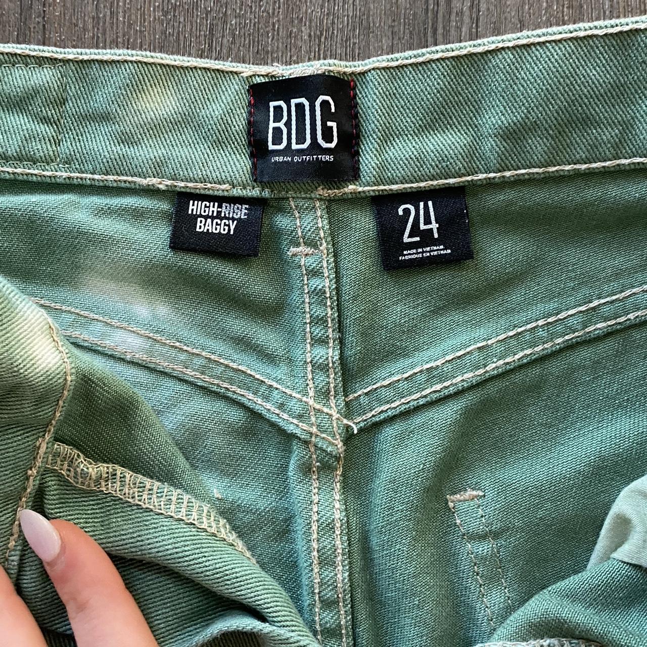 BDG Women's Green and White Jeans | Depop