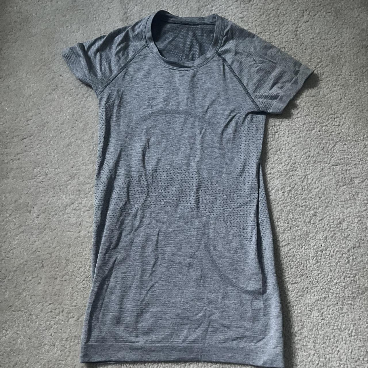lululemon grey swiftly tech t shirt - long... - Depop