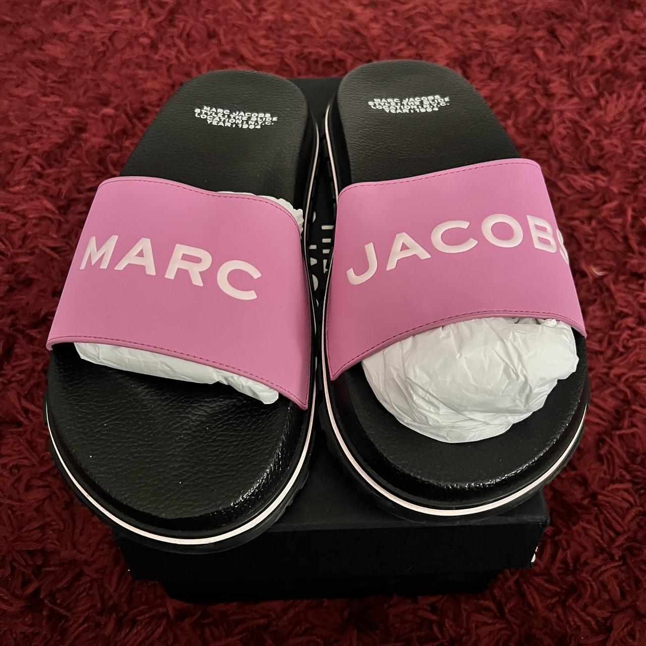 pink marc jacobs leather slides open to offers - Depop
