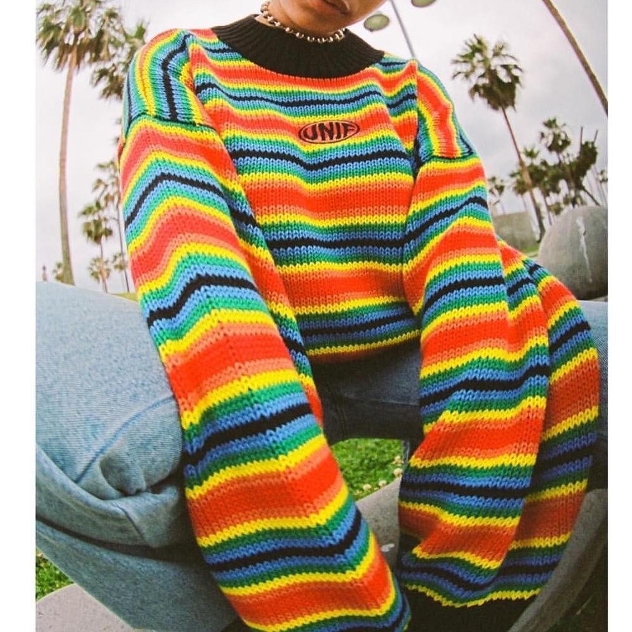 Unif rainbow sweater💌 so cute and comfy - small rip... - Depop