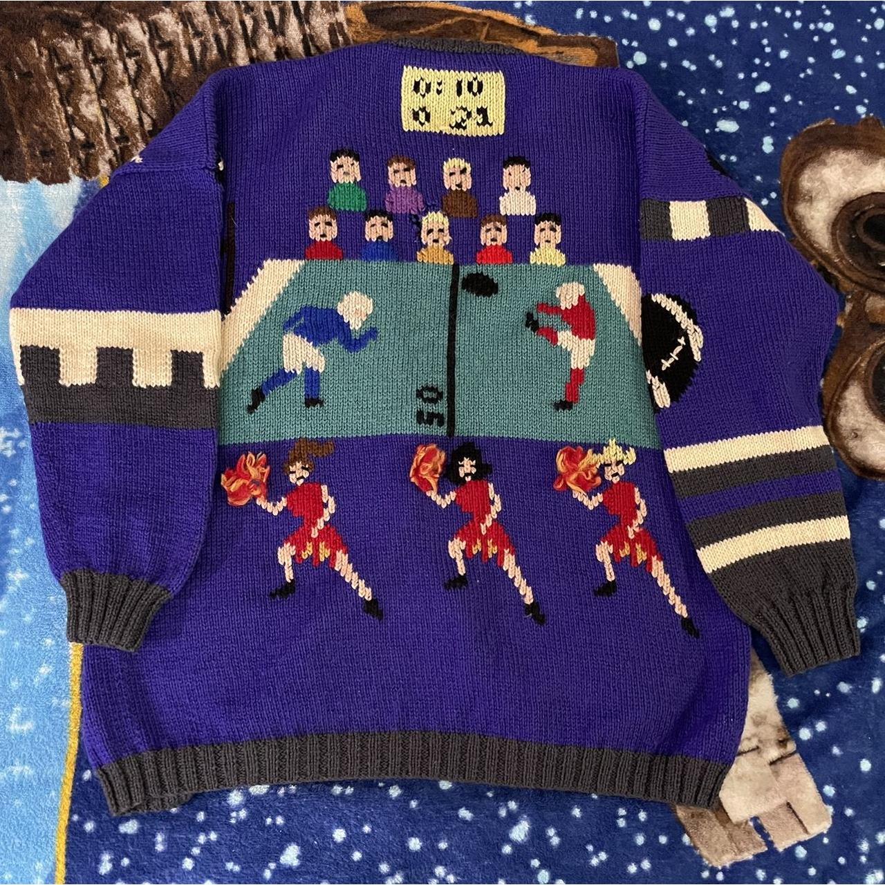 Vintage 90s Berek Football Cardigan Sweater Size... - Depop