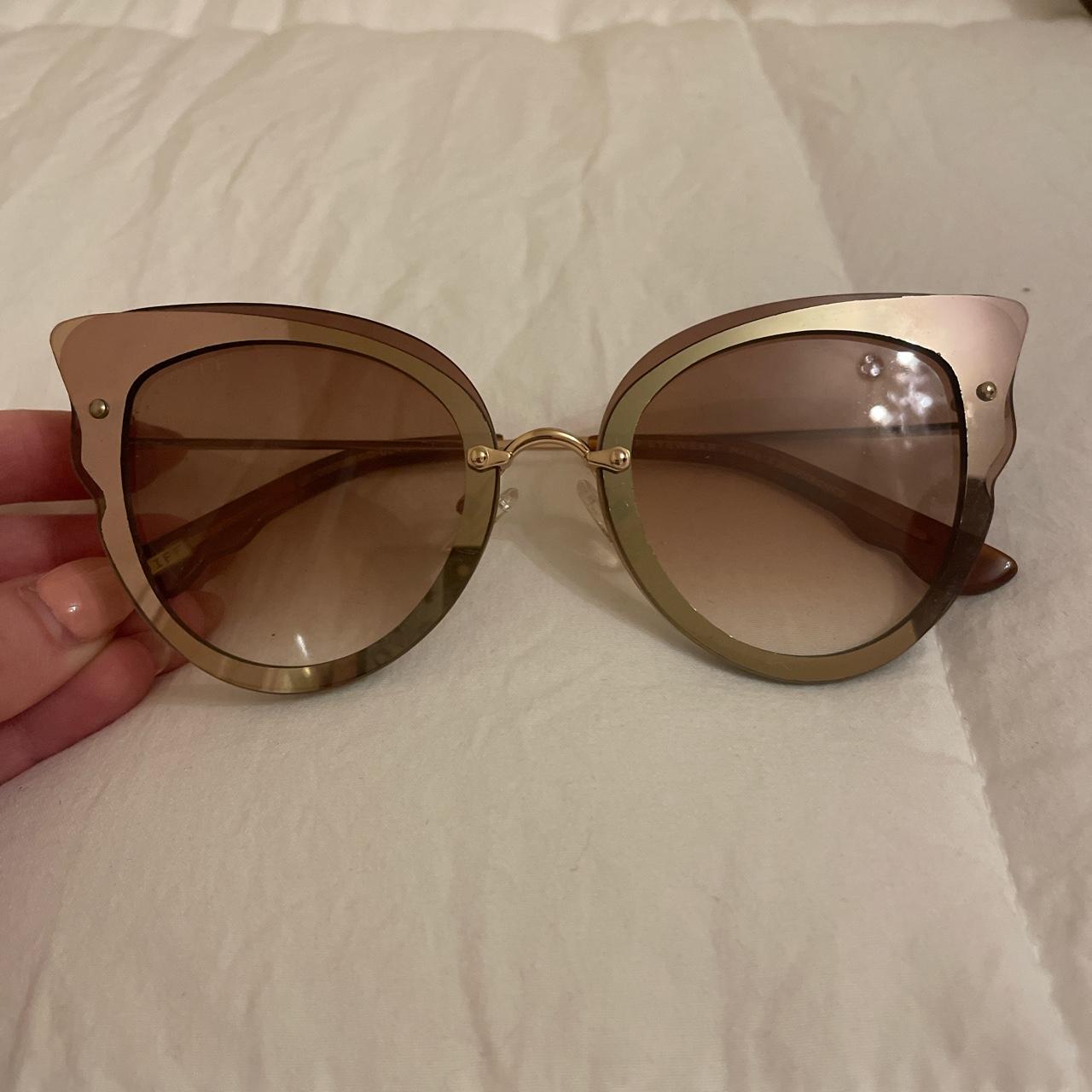 🤍Diff eyewear brown and gold cat eye sunglasses... - Depop