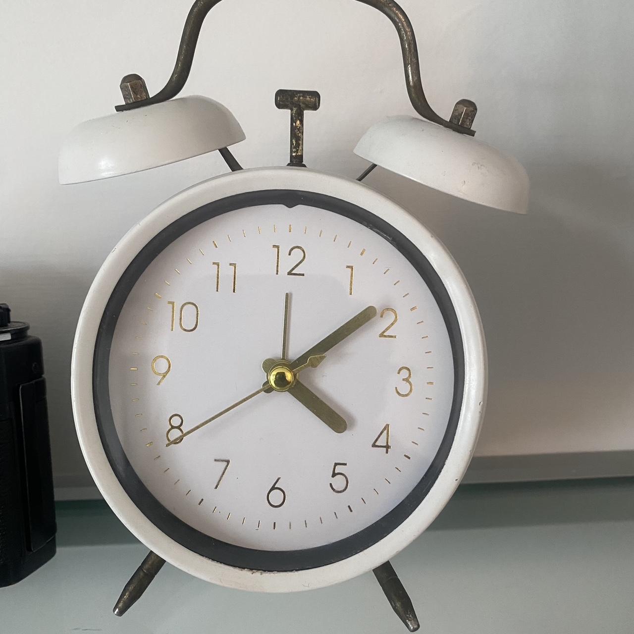 Vintage white alarm clock - Still works - Needs AAA... - Depop