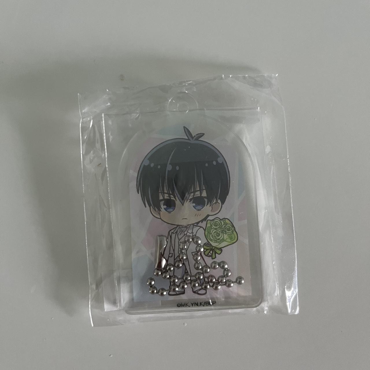 blue lock isagi acrylic keychain white suit holding... - Depop