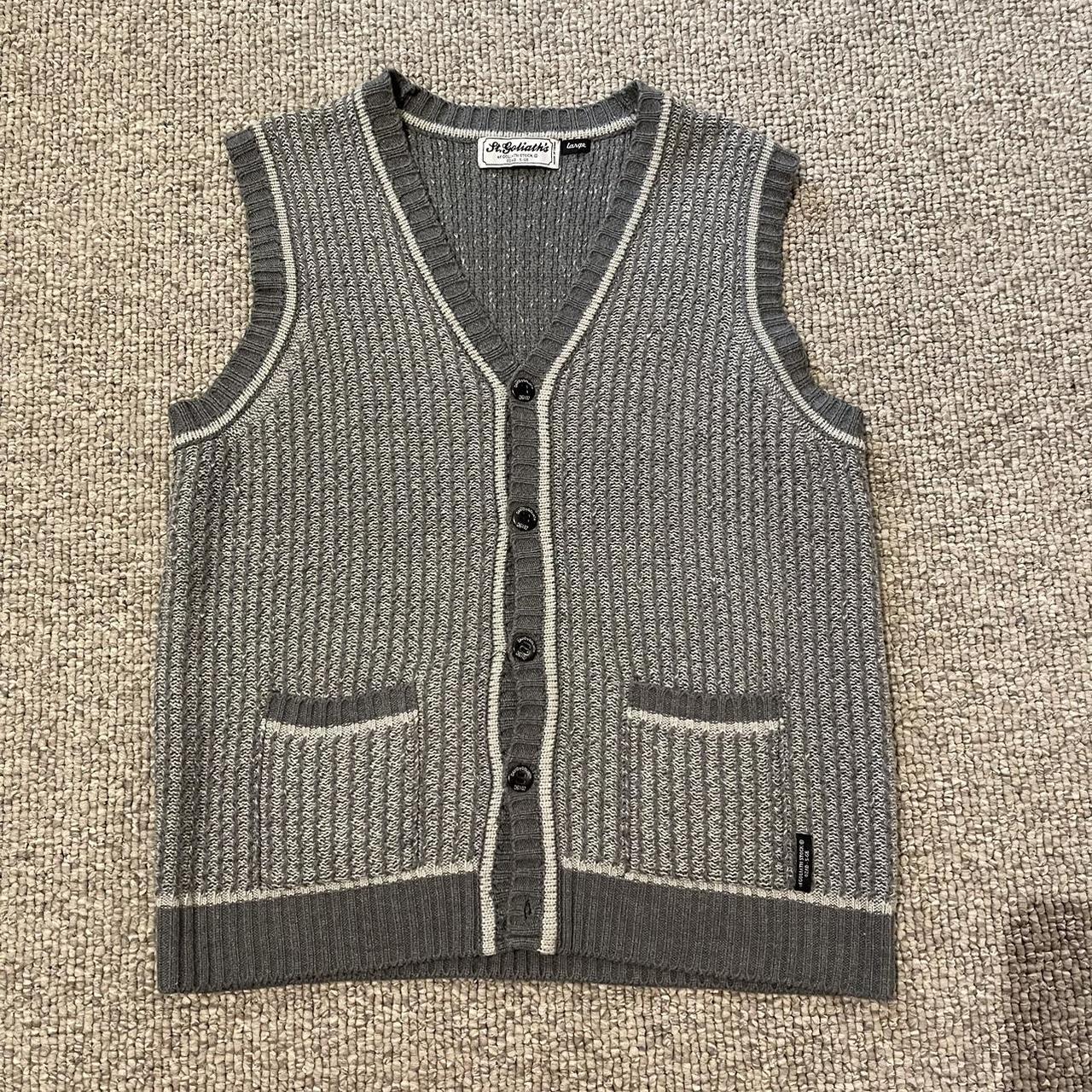 vintage grey sweater vest size L and would fit an... - Depop