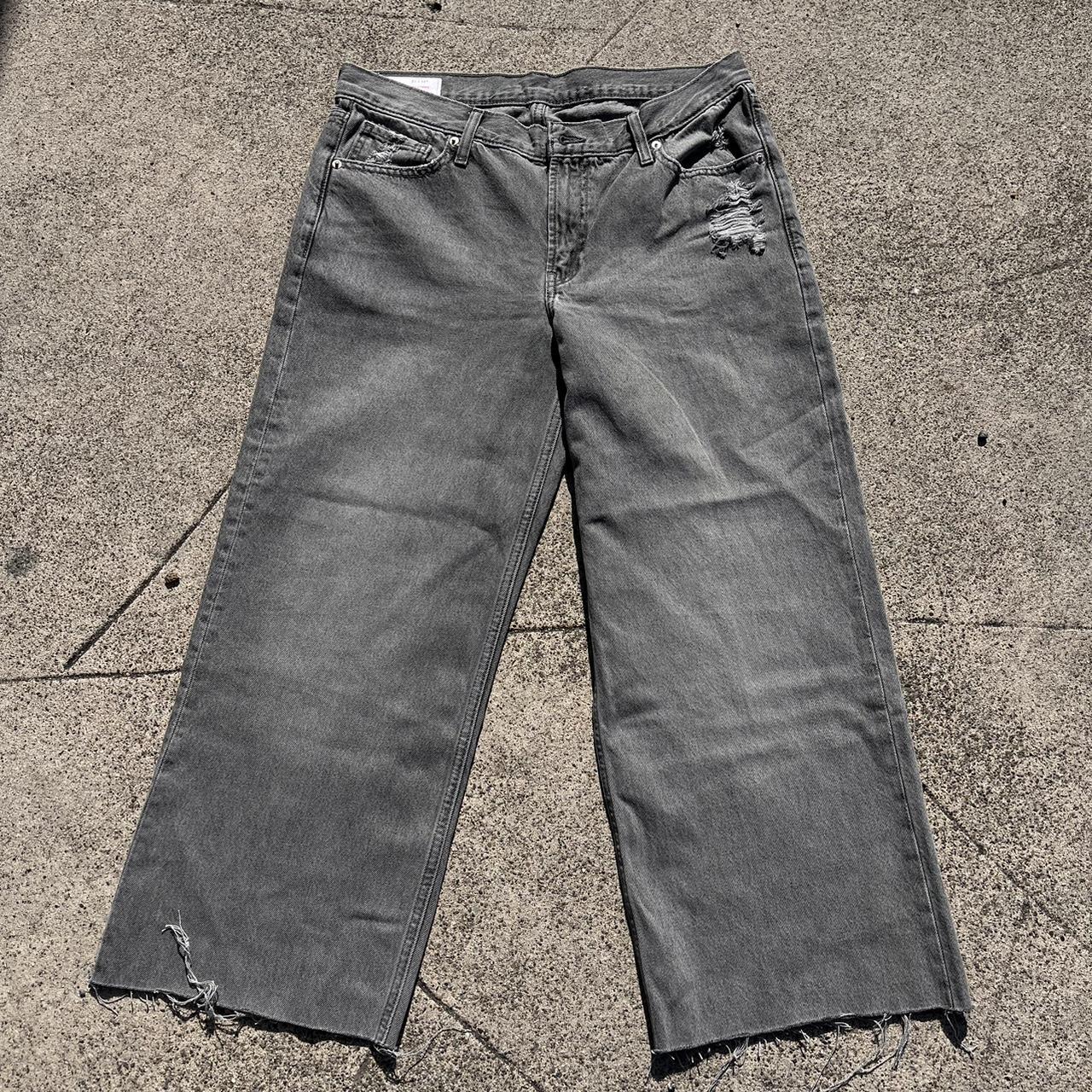 Baggy grey women jeans Low waisted-30 Inseam cut... - Depop