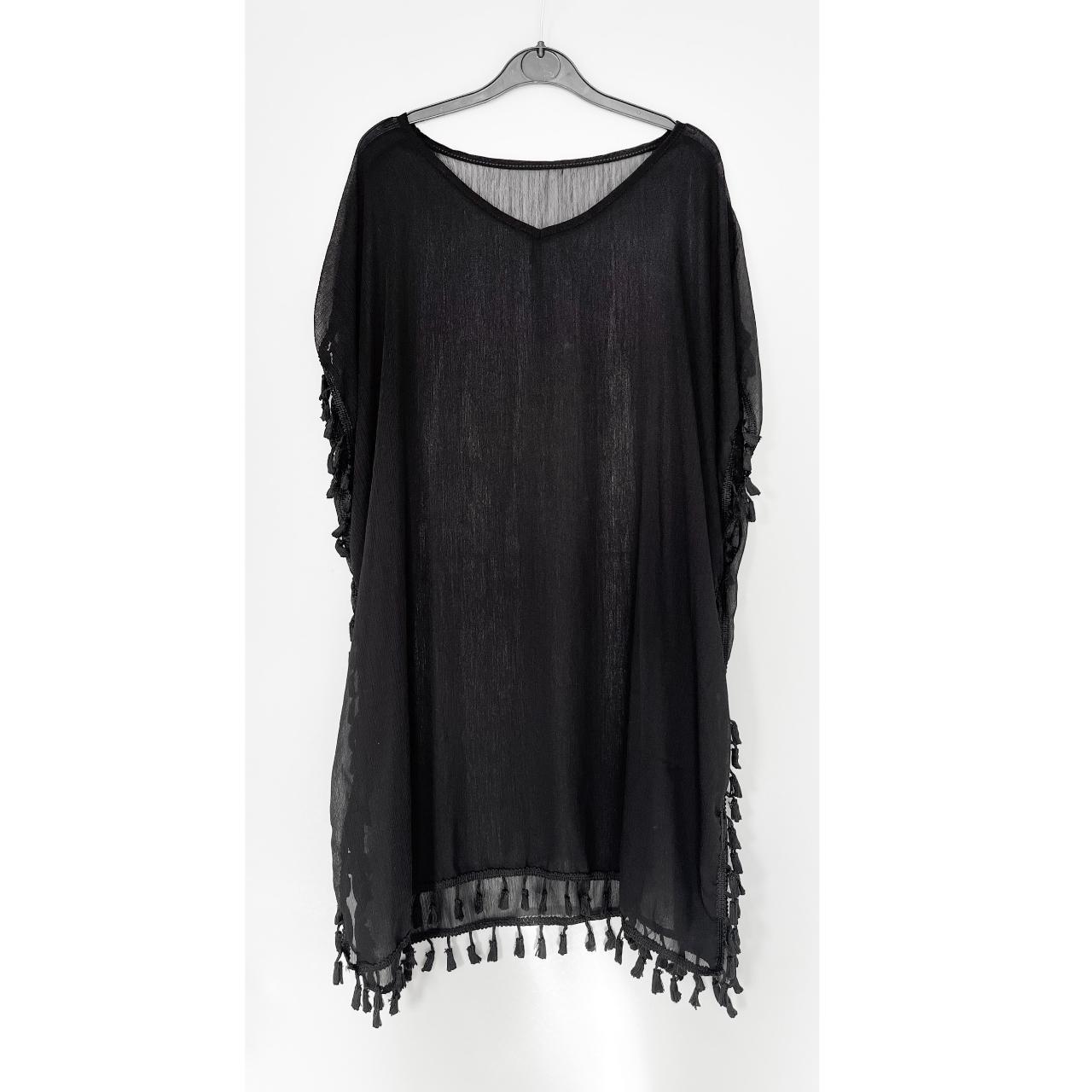 Black Sheer Boho Beach Cover Up Tunic Size S-M This... | Depop