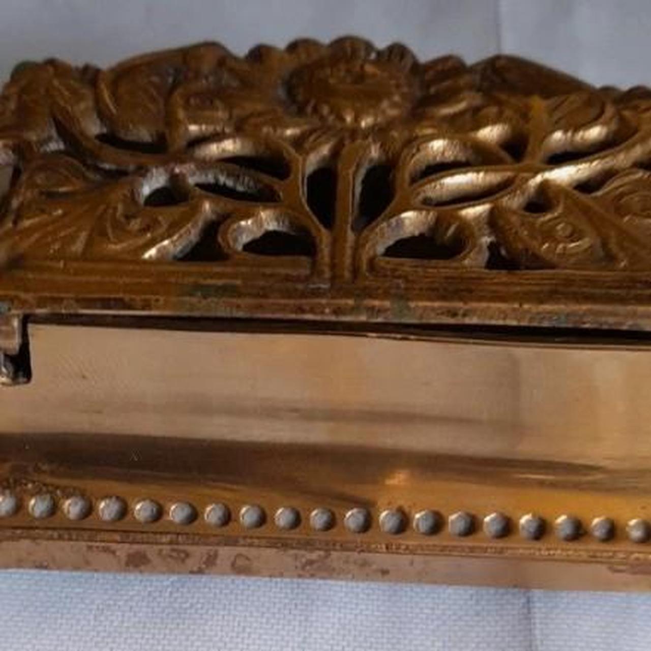 Vintage Brass Stamp Holder box Vintage Brass Stamp... - Depop