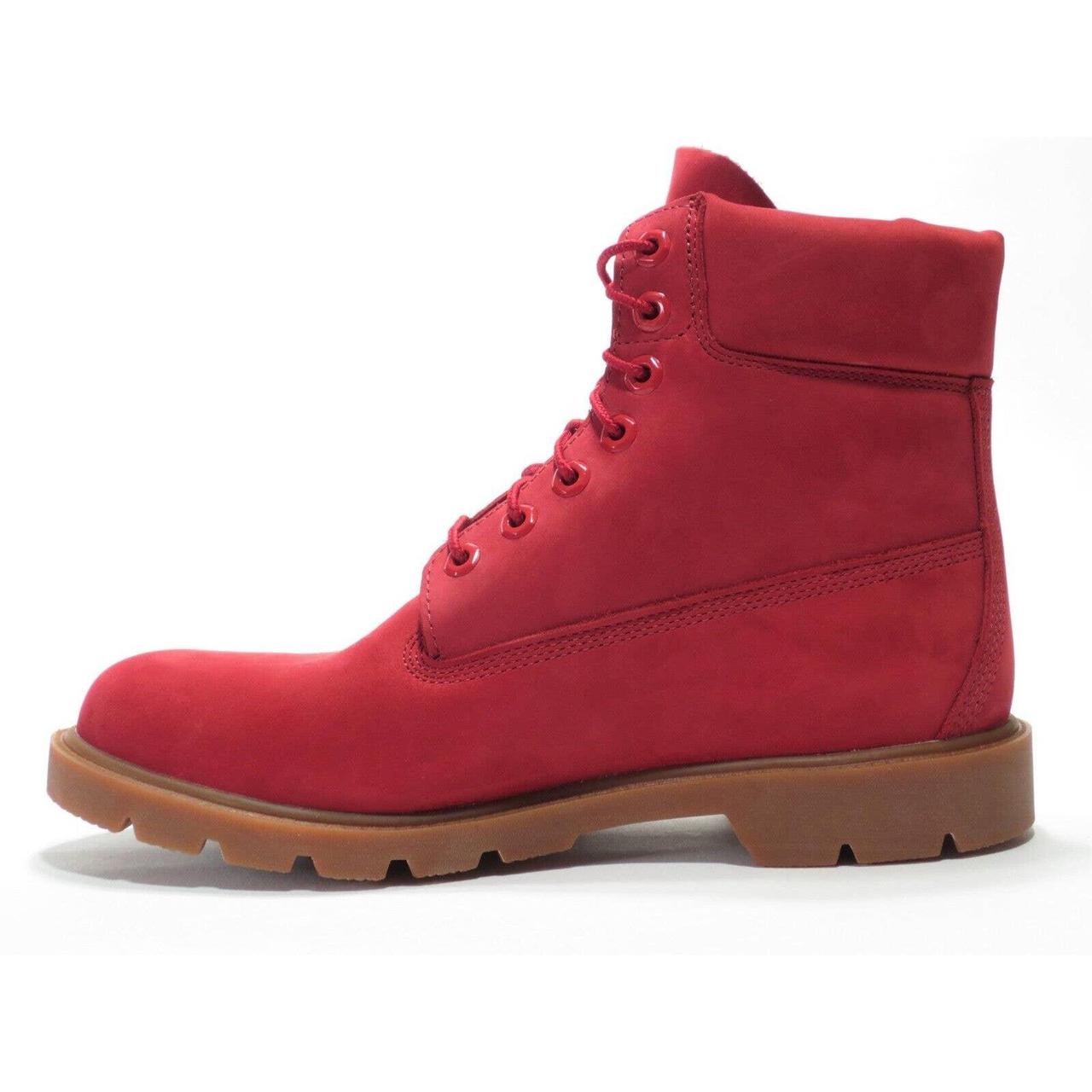 Timberland Men's Red 6 Inch Leather Boots Waterproof... - Depop