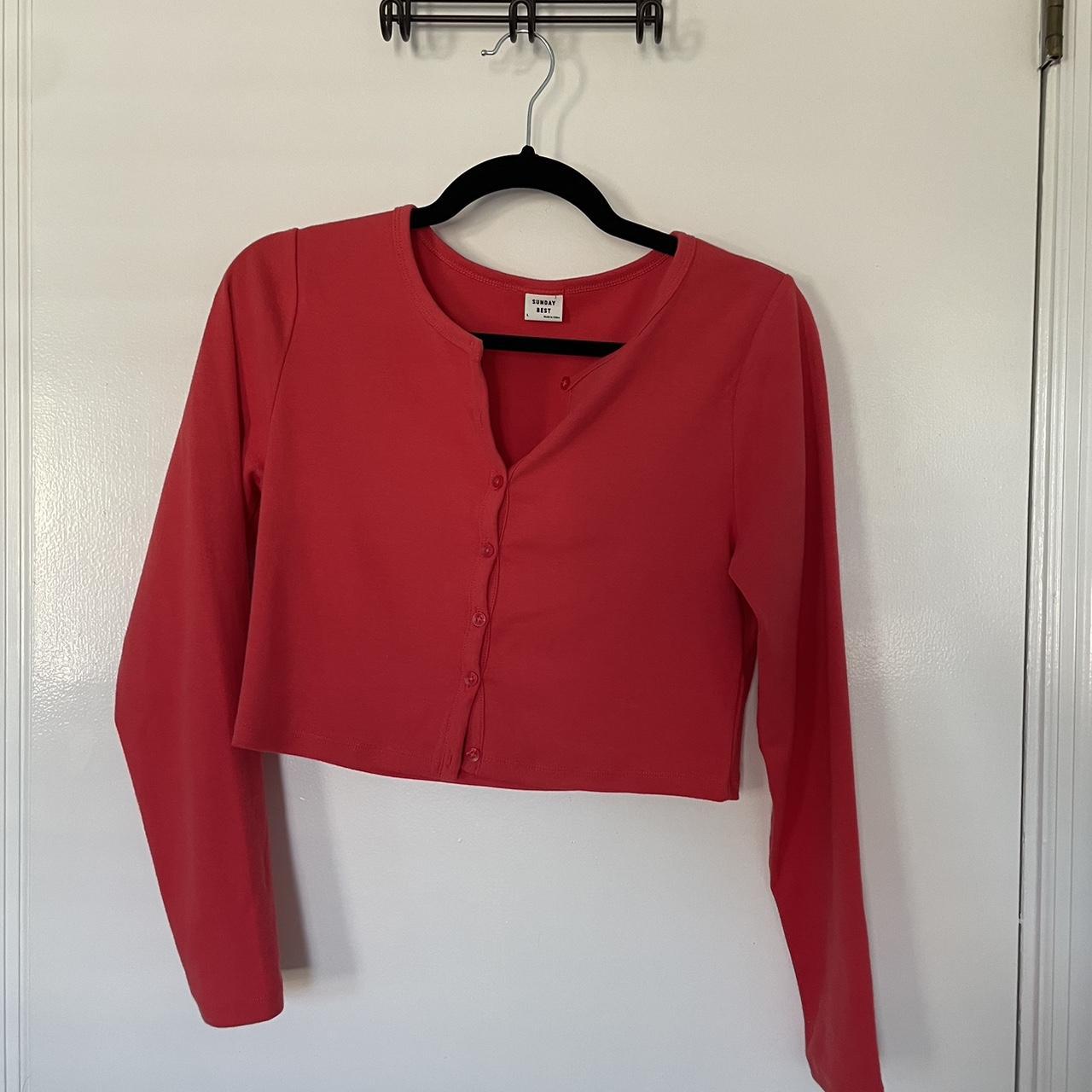 Aritzia Women's Red Cardigan | Depop