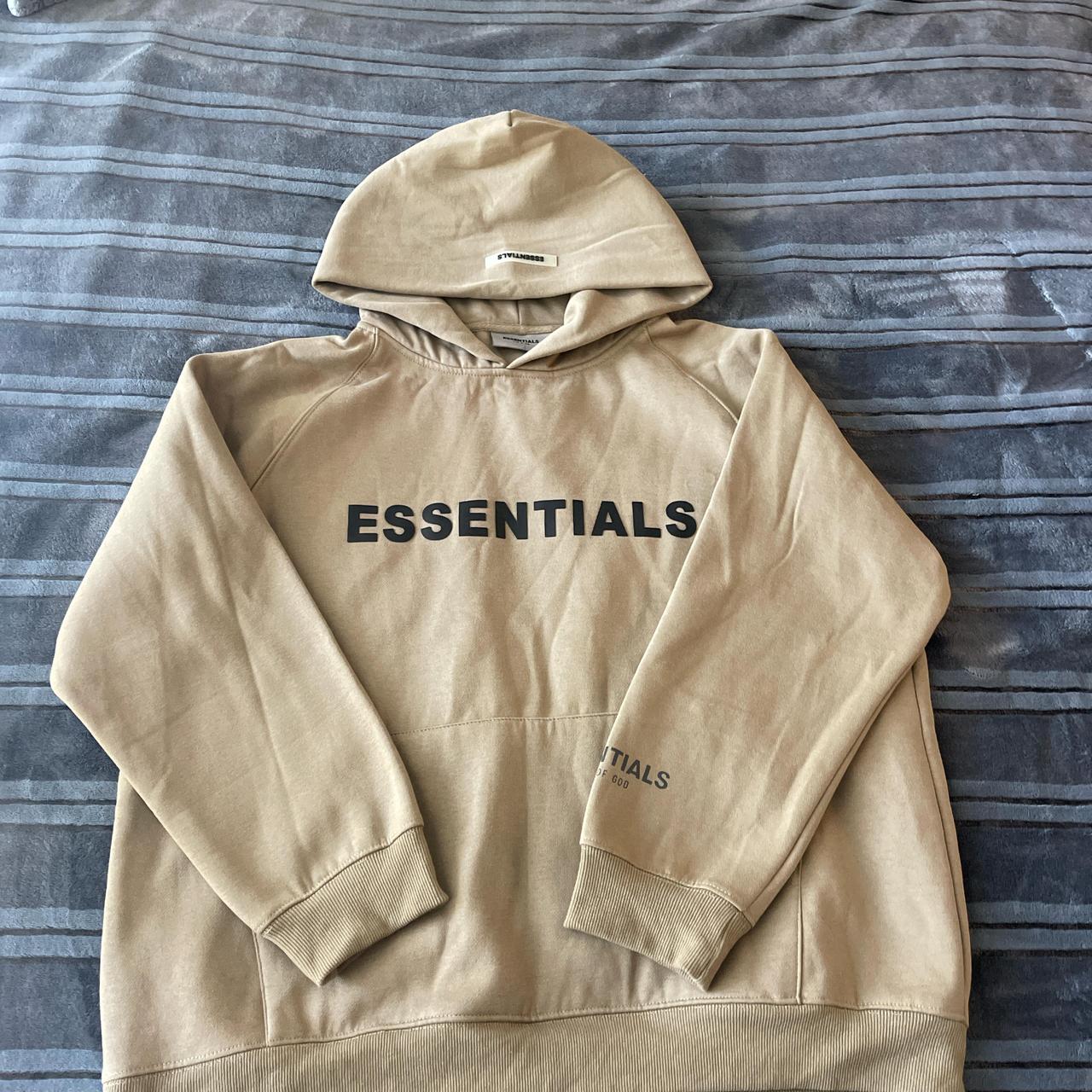Fear of God essentials cream hoodie, never worn - Depop
