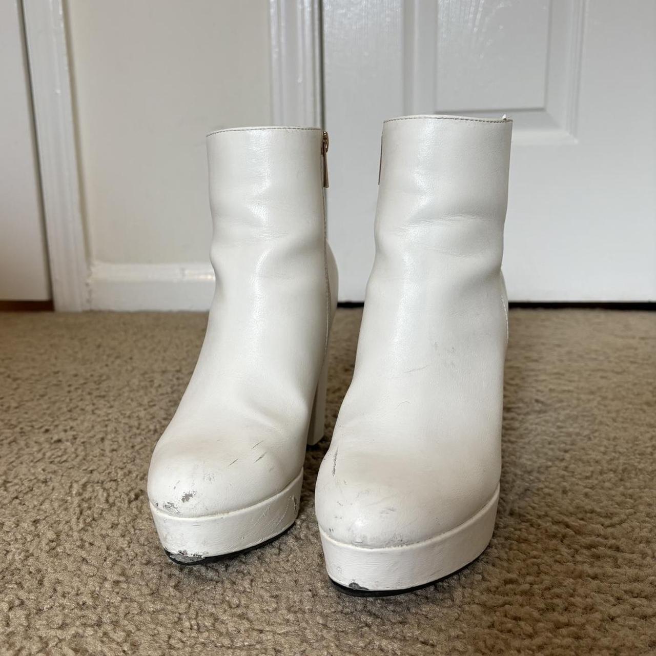 White Platform Booties #platform #booties #boots... | Depop