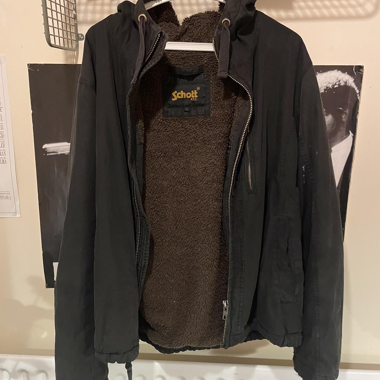 Vintage black Schott jacket Label says large fits... - Depop