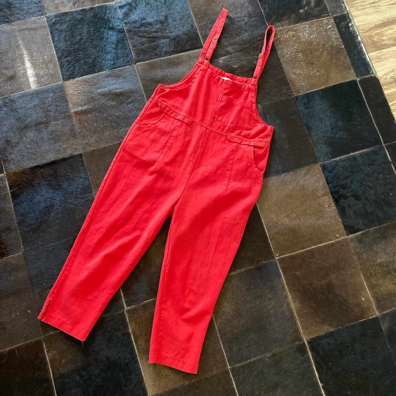 Red overalls Got these at a boutique Worn once for... - Depop