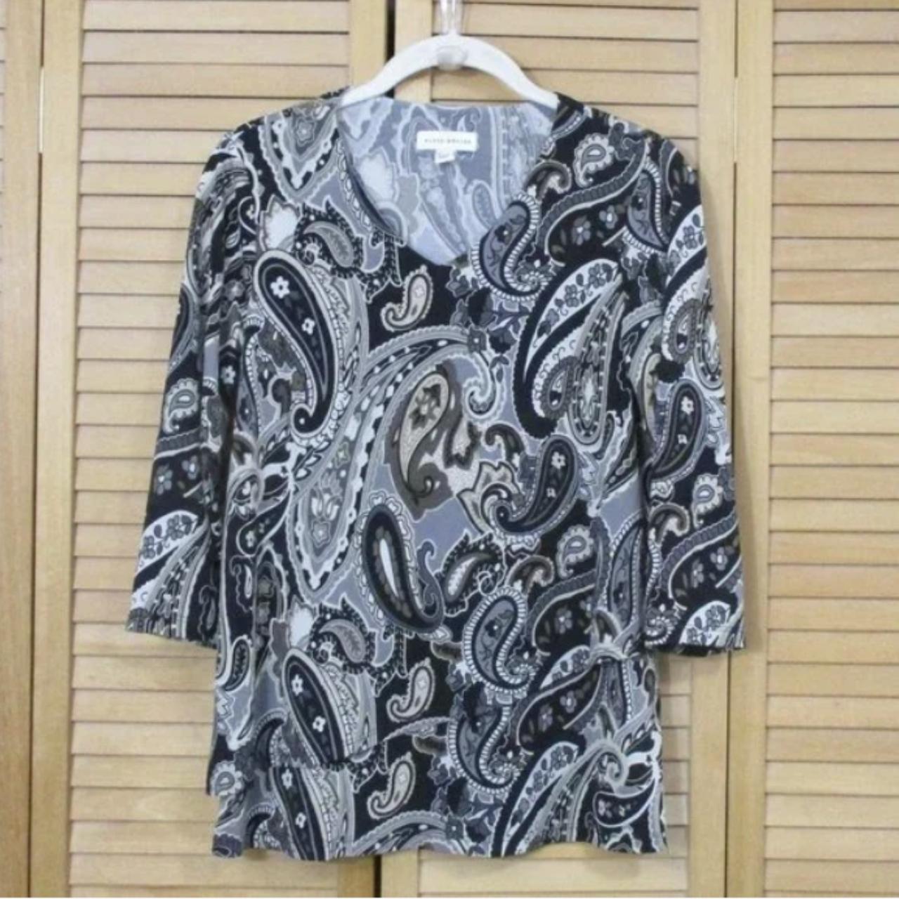 Susan Graver Printed Liquid Knit 3 4 Sleeve Tiered Depop