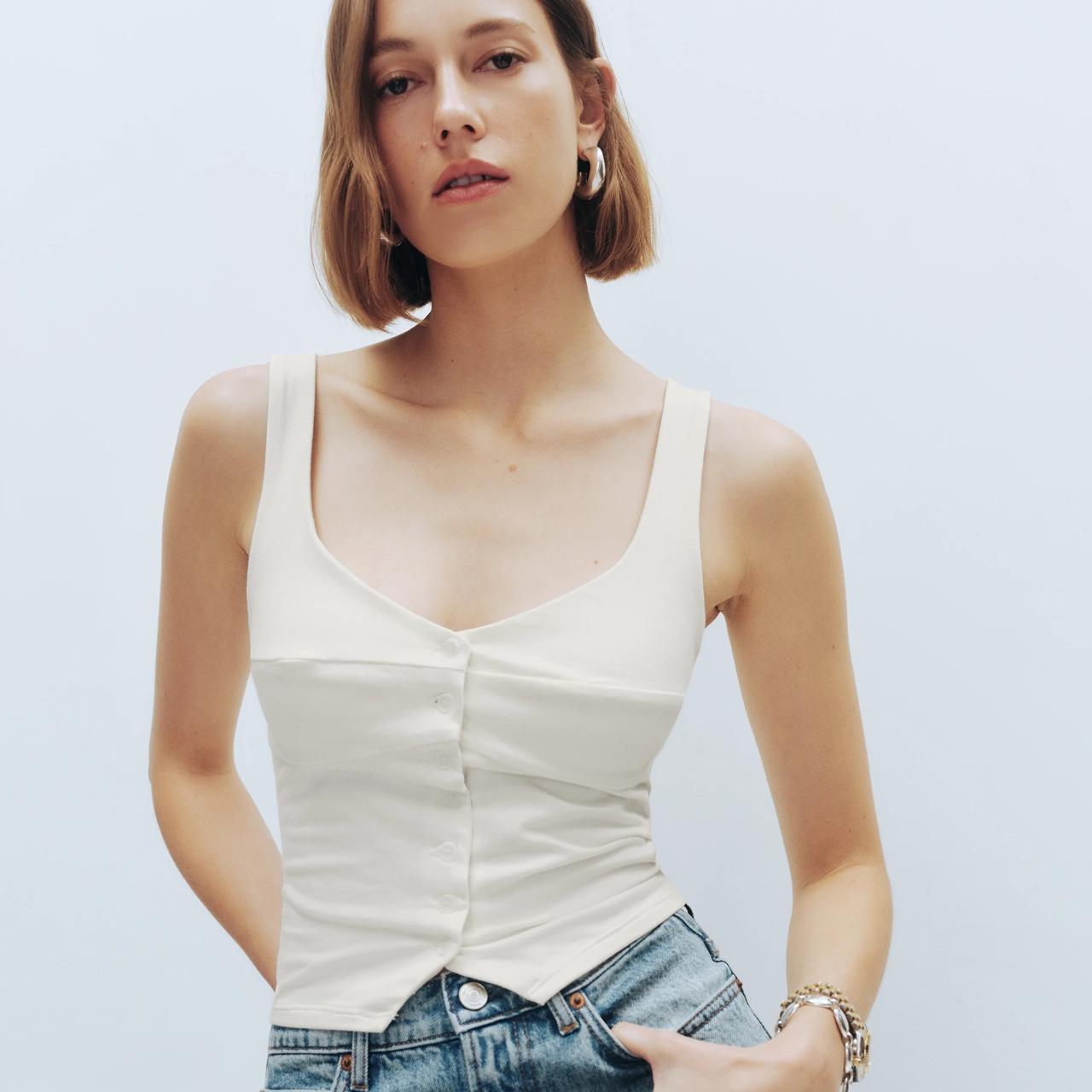 Reformation Donna Knit Tank in Ivory Originally... - Depop