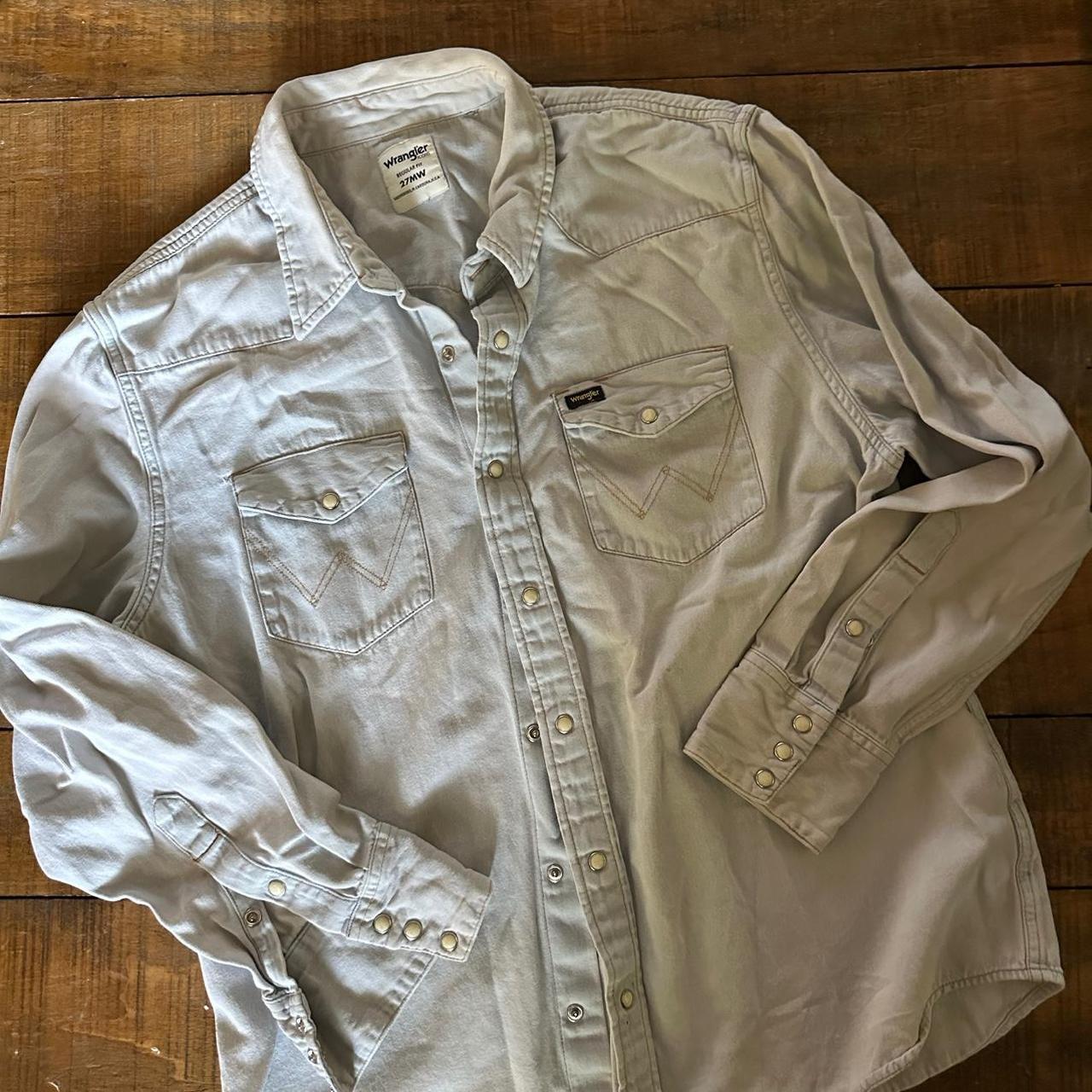 Light blue Wrangler button-up shirt #westernvibes... | Depop