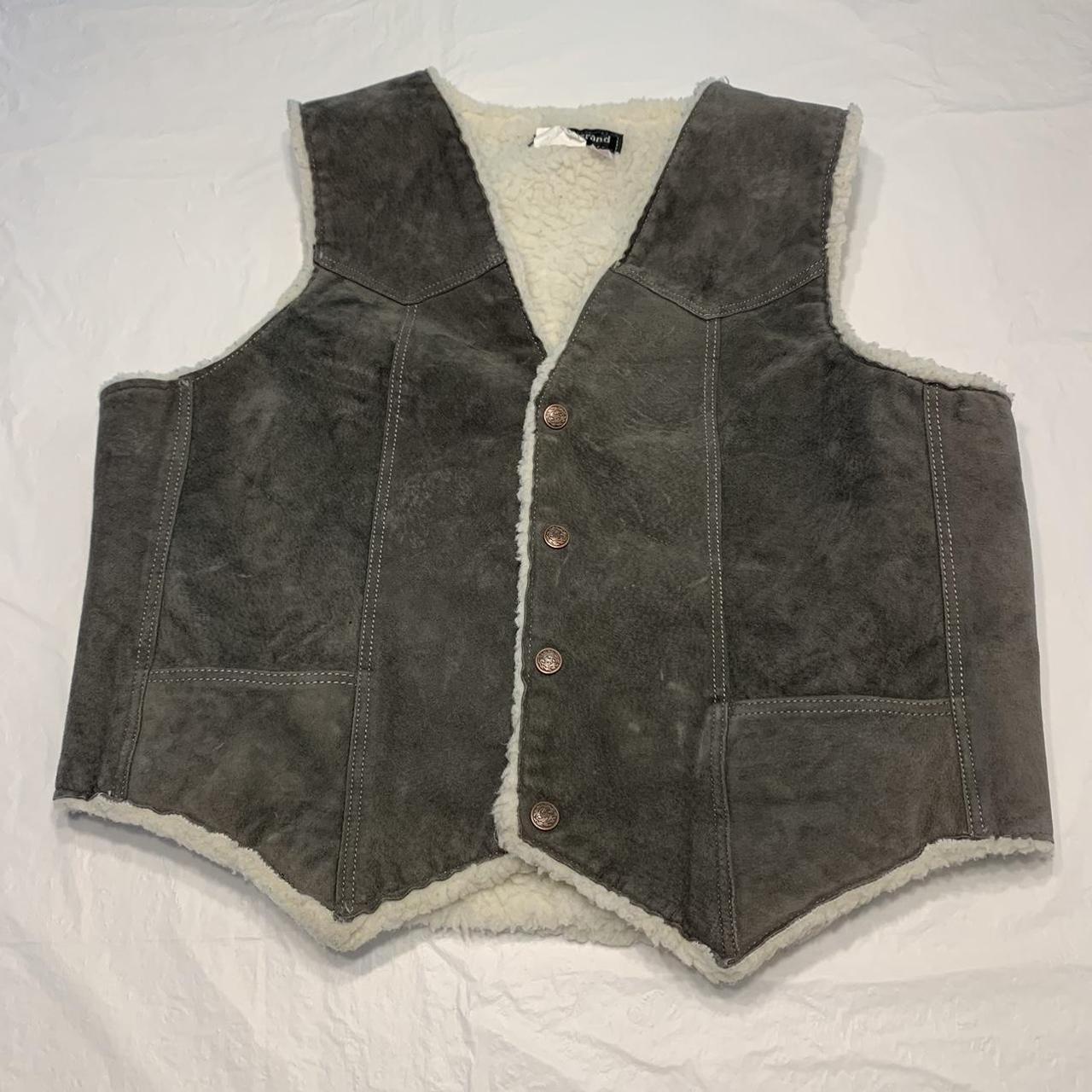 Vintage Steer Brand Night Burglar Sherpa Lined Vest... - Depop