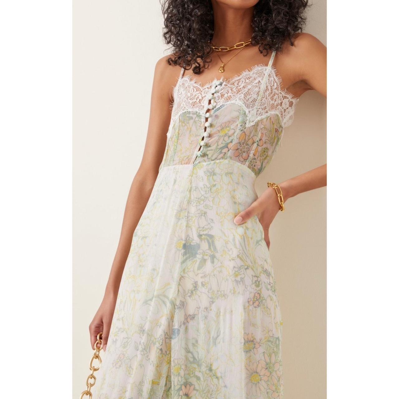 LoveShackFancy Women's Green and White Dress | Depop