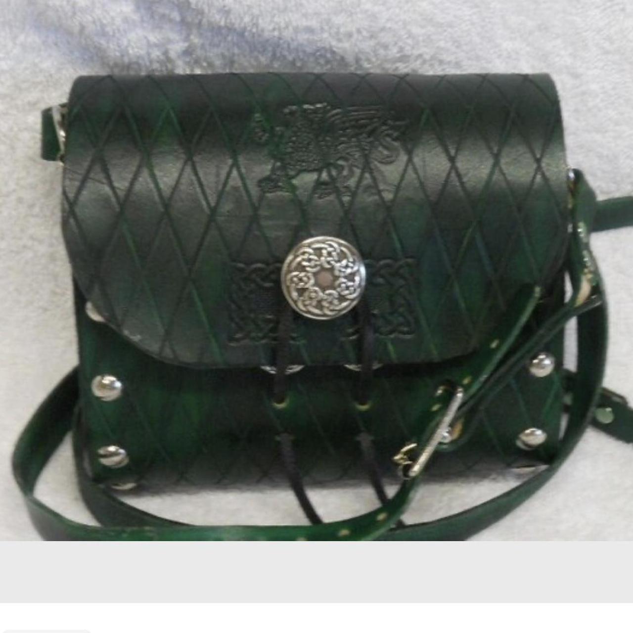 Handmade leather celtic shoulder bag, bought at a... - Depop