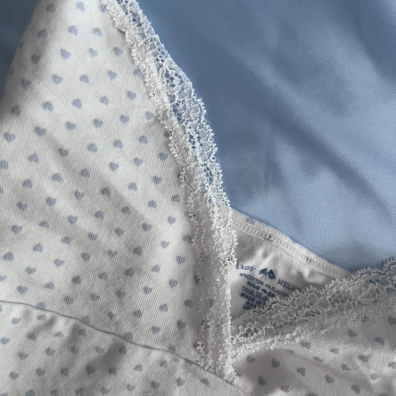 brandy melville white lace tank top with blue hearts - Depop