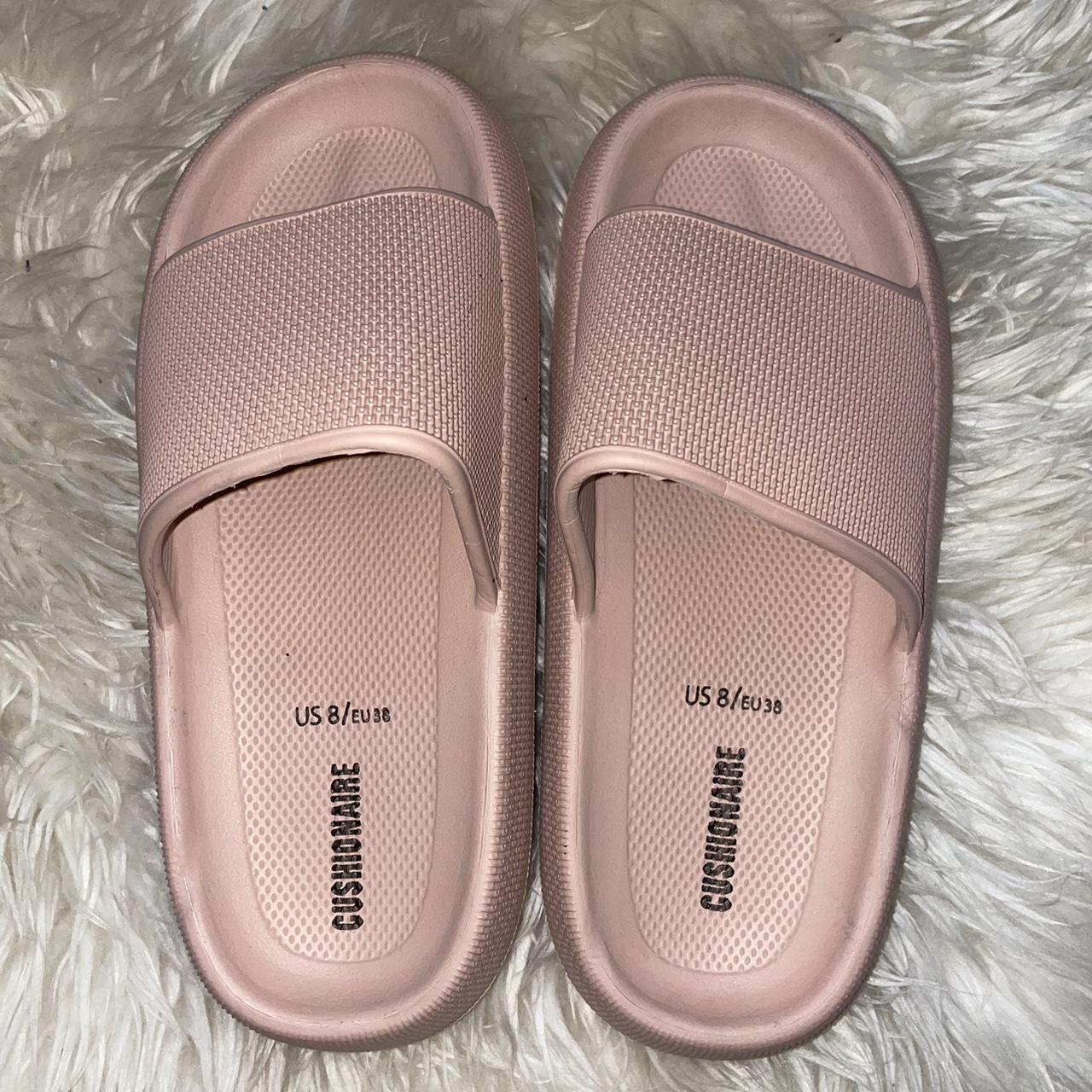 Light pink cushionaire slides. Size women's 8. Never... - Depop