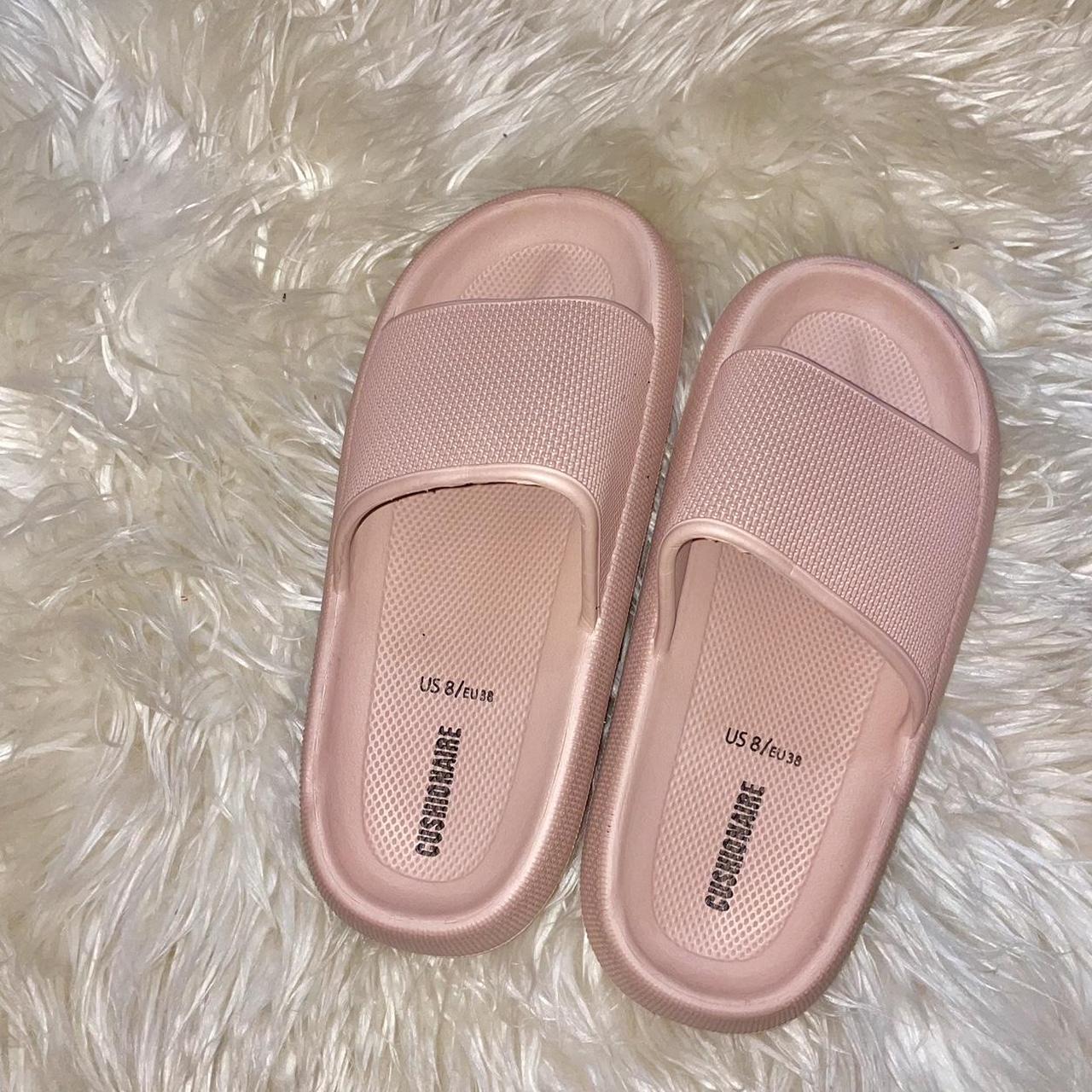Light pink cushionaire slides. Size women's 8. Never... - Depop
