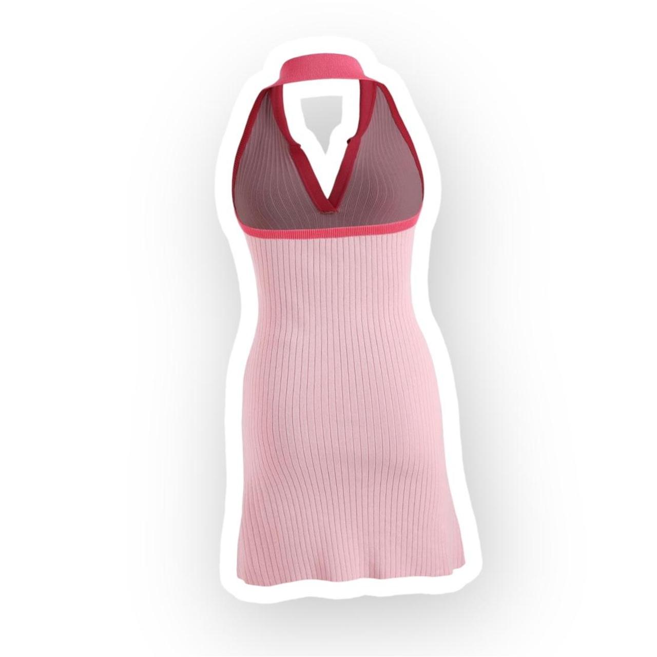Pink Knit Halter Dress Cute preppy pink knit halter... - Depop