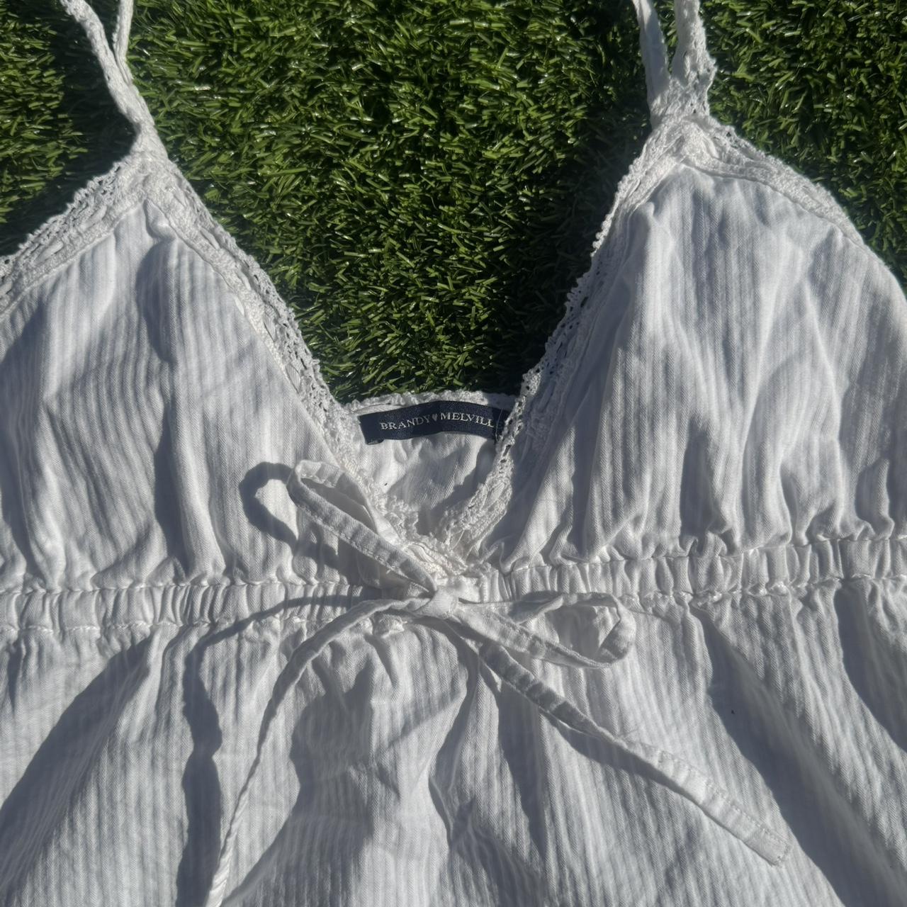 Brandy Melville Edith white lace trim babydoll tank... | Depop