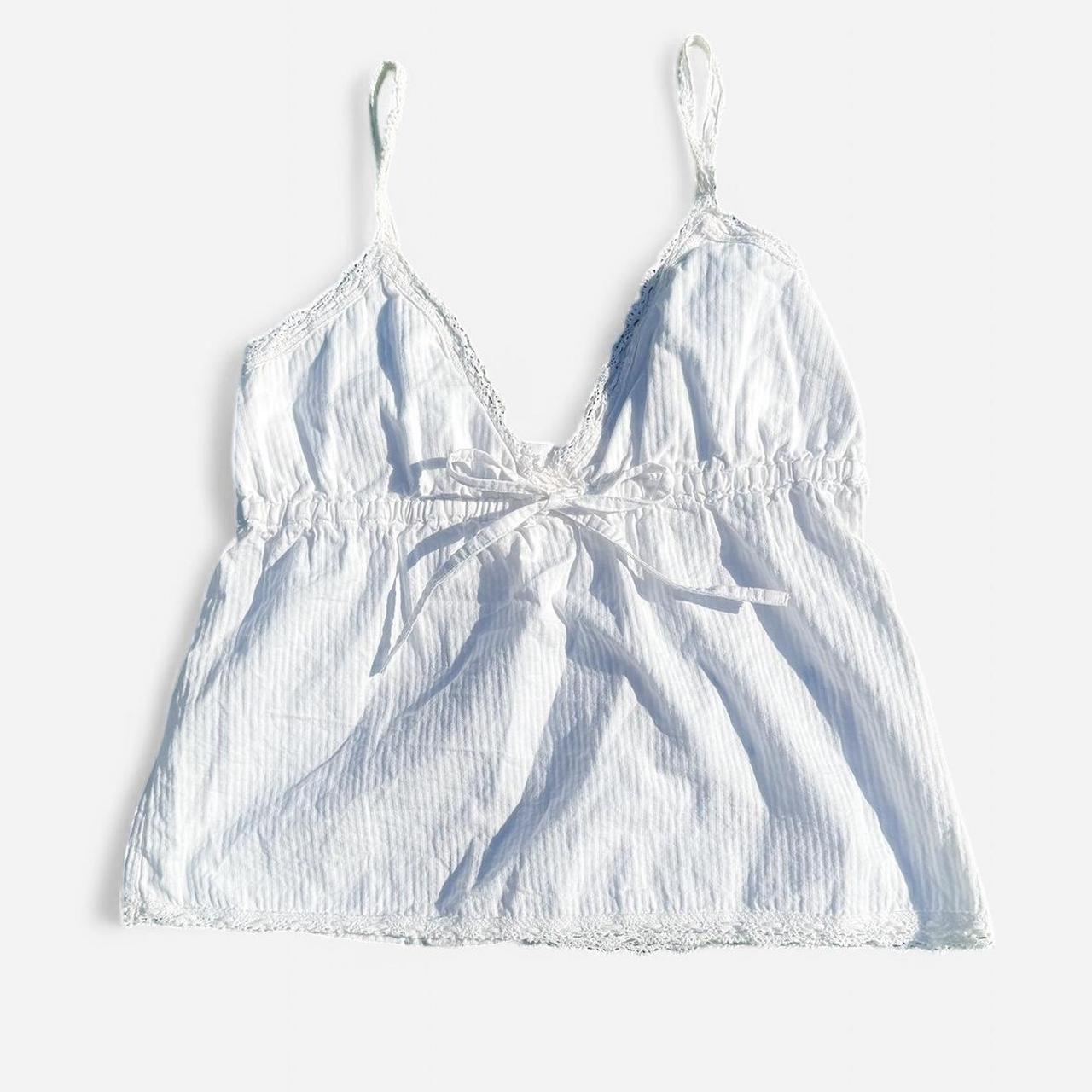Brandy Melville Edith white lace trim babydoll tank... | Depop