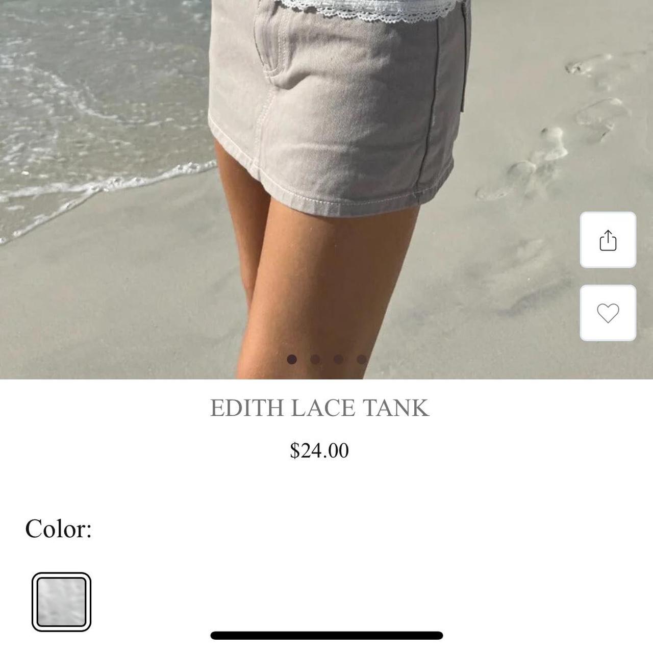 Brandy Melville Edith white lace trim babydoll tank... | Depop