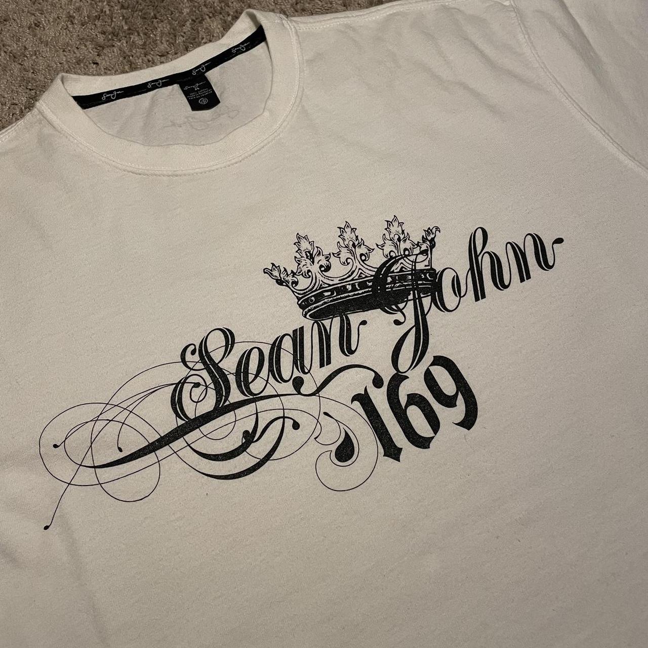 Sean John Men's White and Black T-shirt | Depop