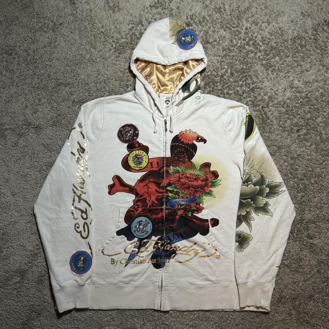 •Y2K Ed Hardy zip up hoodie, great quality material,... - Depop