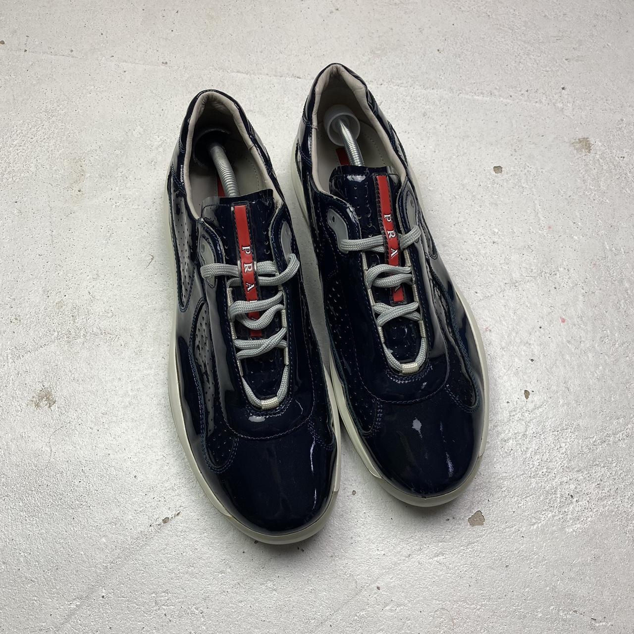 Prada Americas cup trainer Rare perforated patent... - Depop