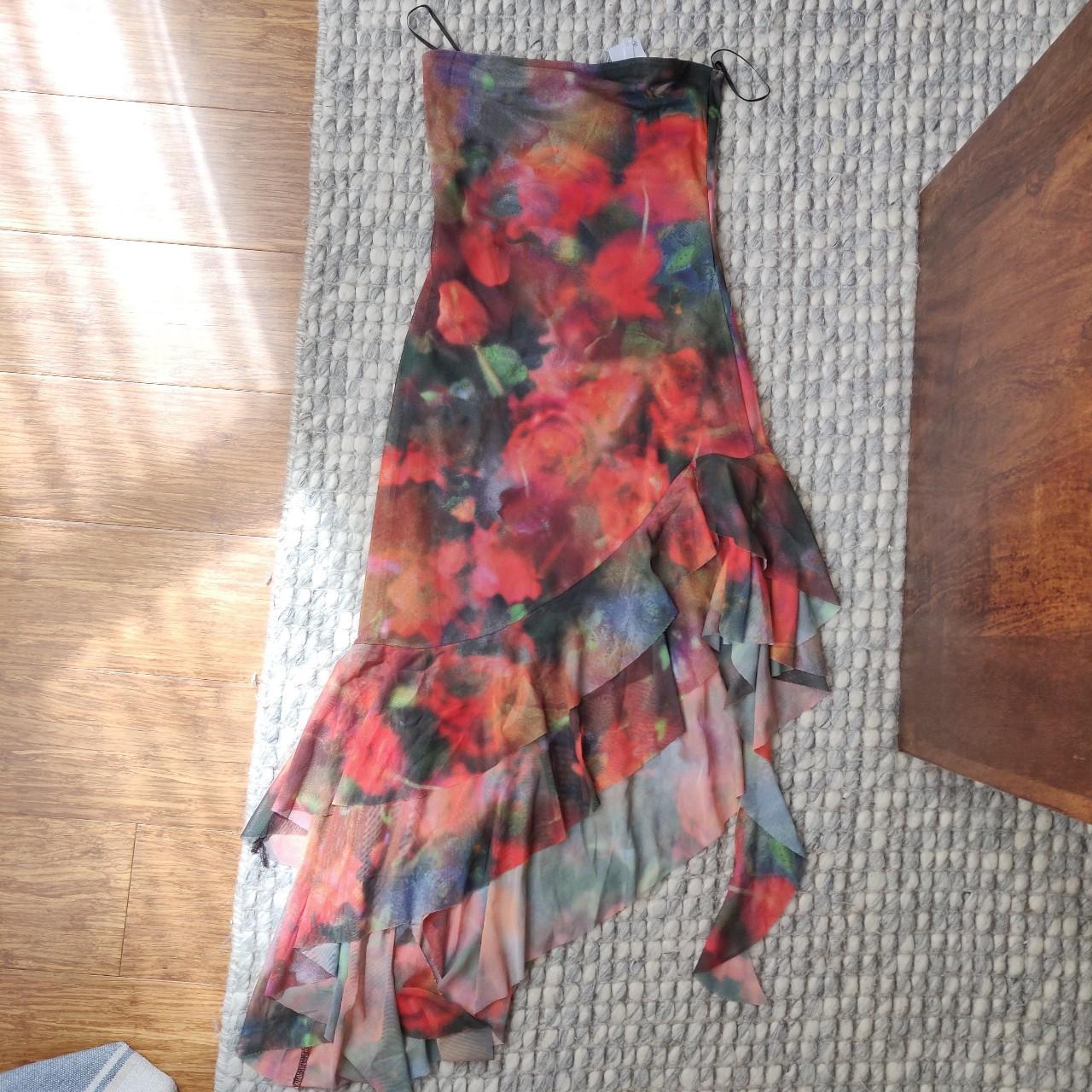 UO Marisol Red Mesh Bandeau Midi Dress. Size S.... - Depop