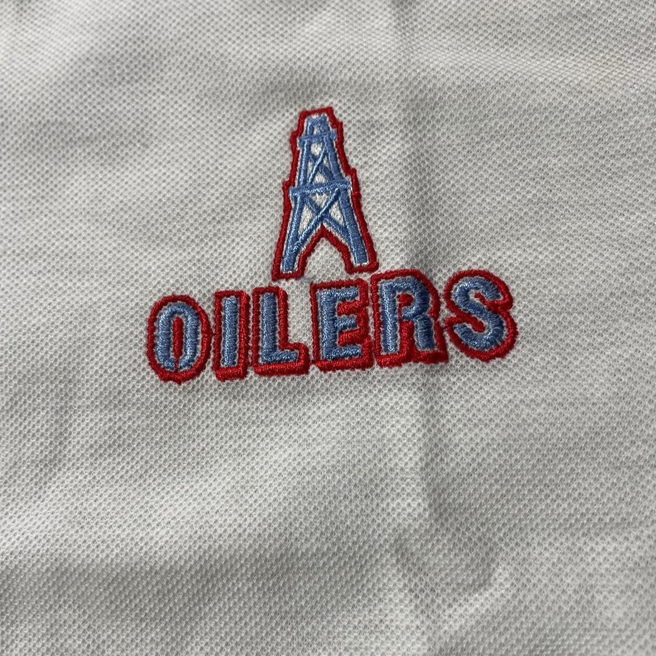 Vintage Houston Oilers Logo 7 Polo Style Shirt - Depop