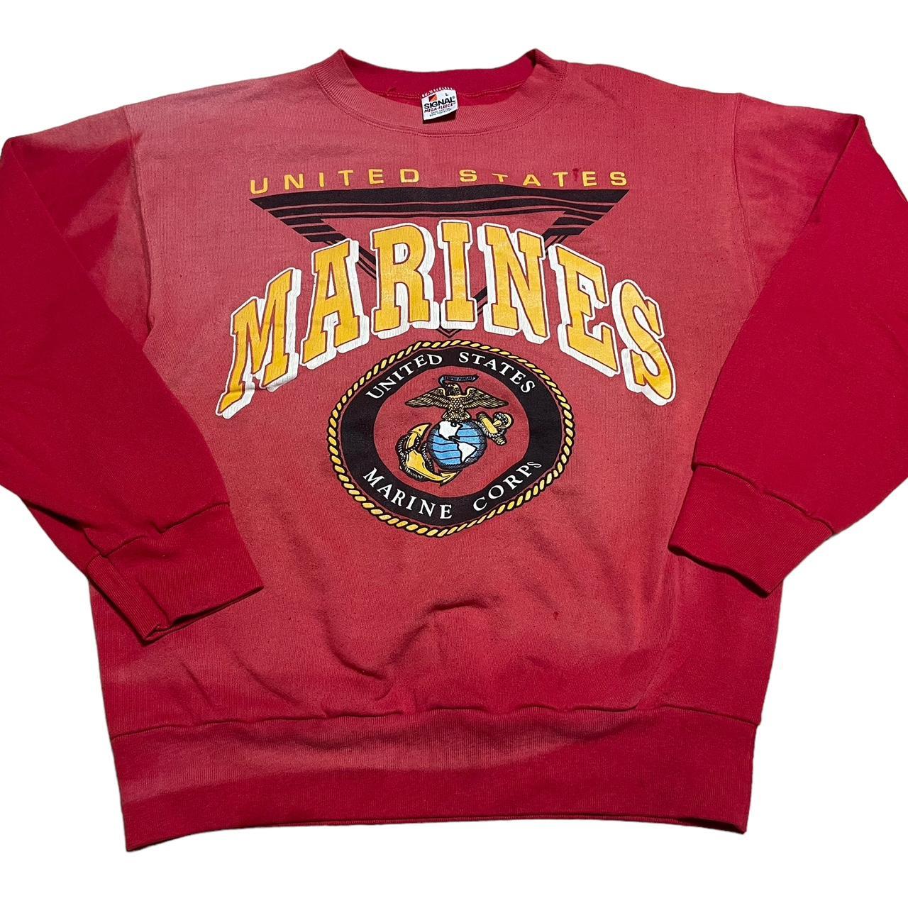 Vintage Marines Crewneck Sweatshirt With Awesome Fade - Depop