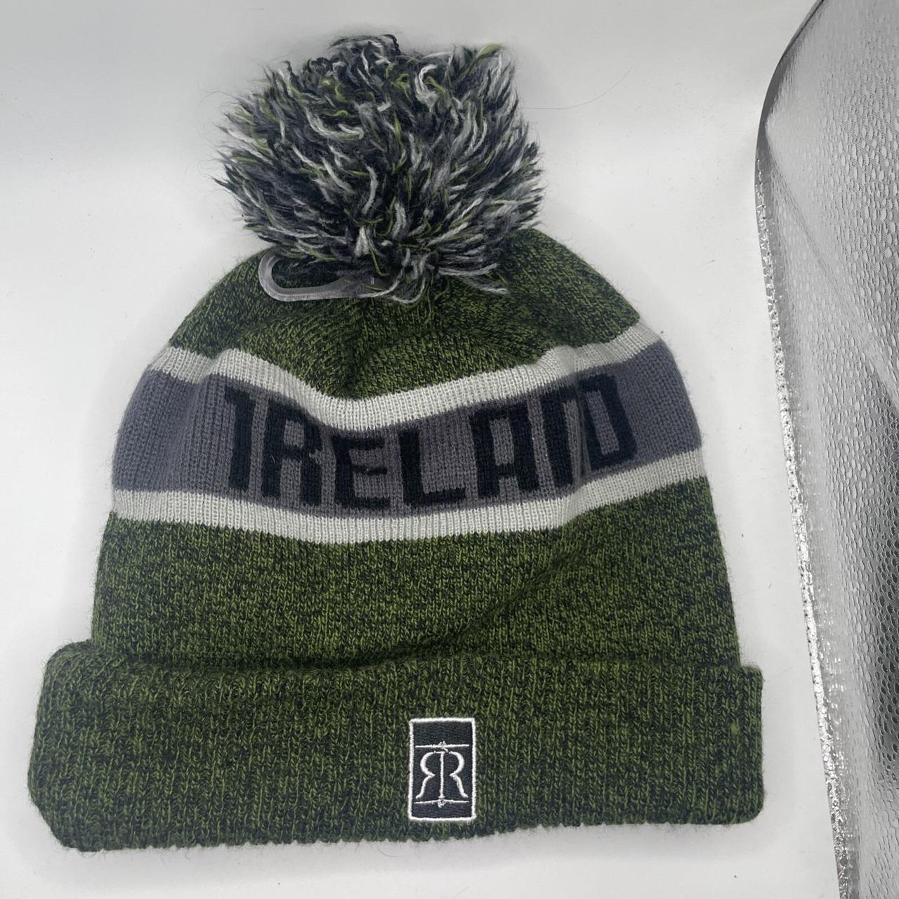 robin ruth ireland knit cap green pom pom cuff Lucky... | Depop