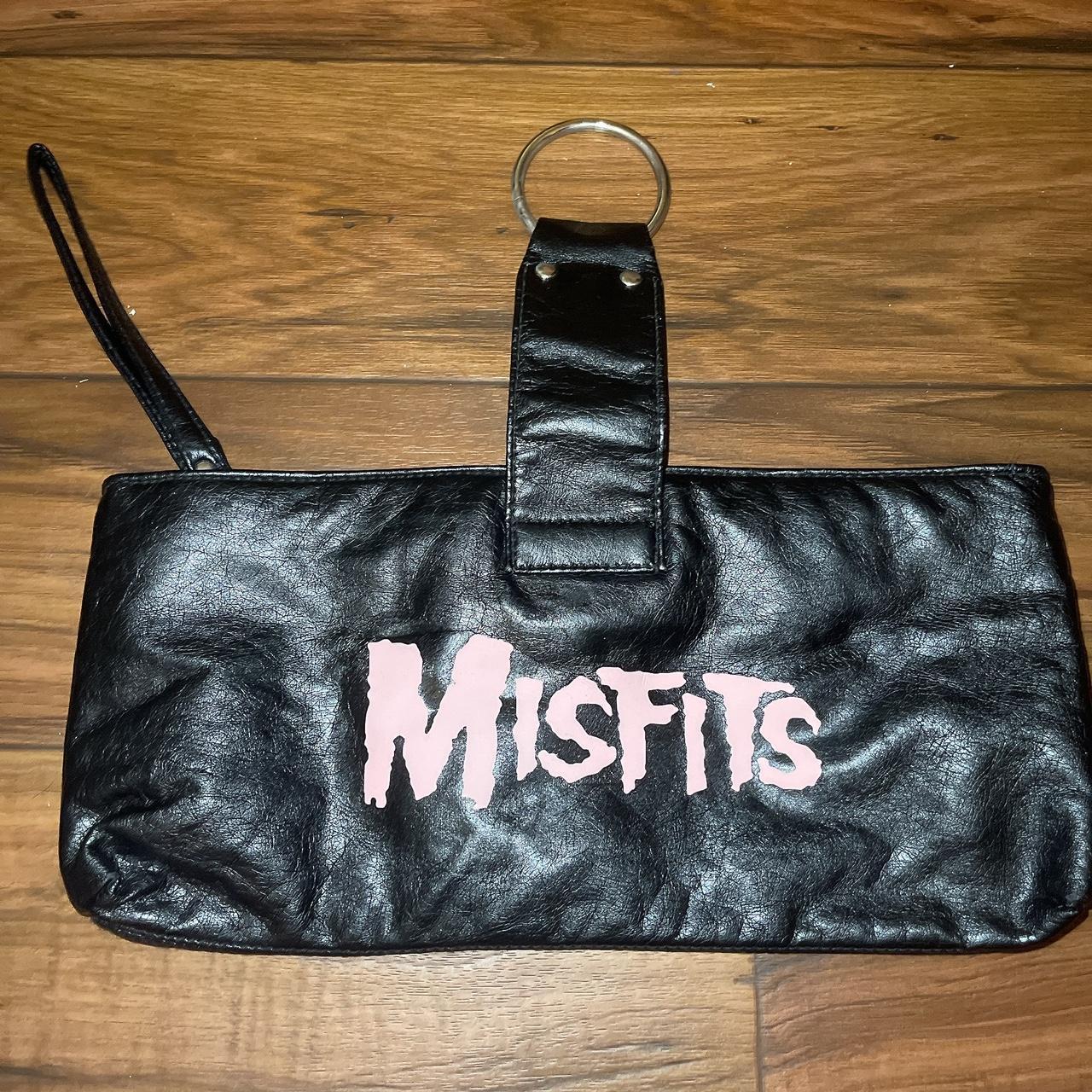 misfits pink and black little clutch purse... - Depop