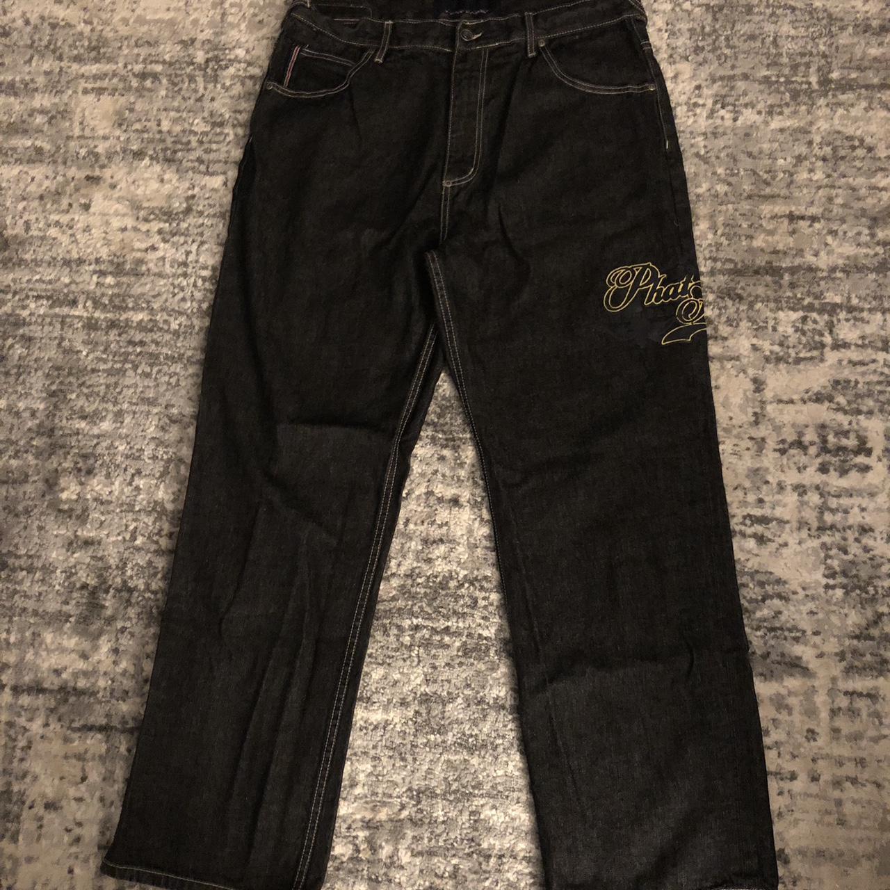 phat farm jeans with design on side thigh, suuuuper... - Depop