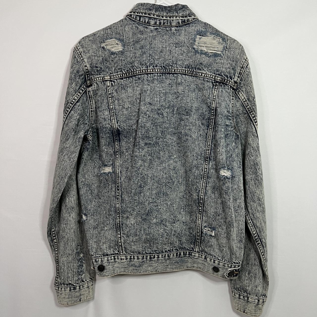 Acid Wash Distressed Standard Cloth Denim Jacket... - Depop