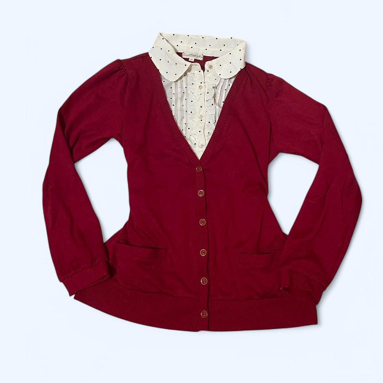 ~ japanese brand happy days red 2 in 1 preppy blouse... | Depop