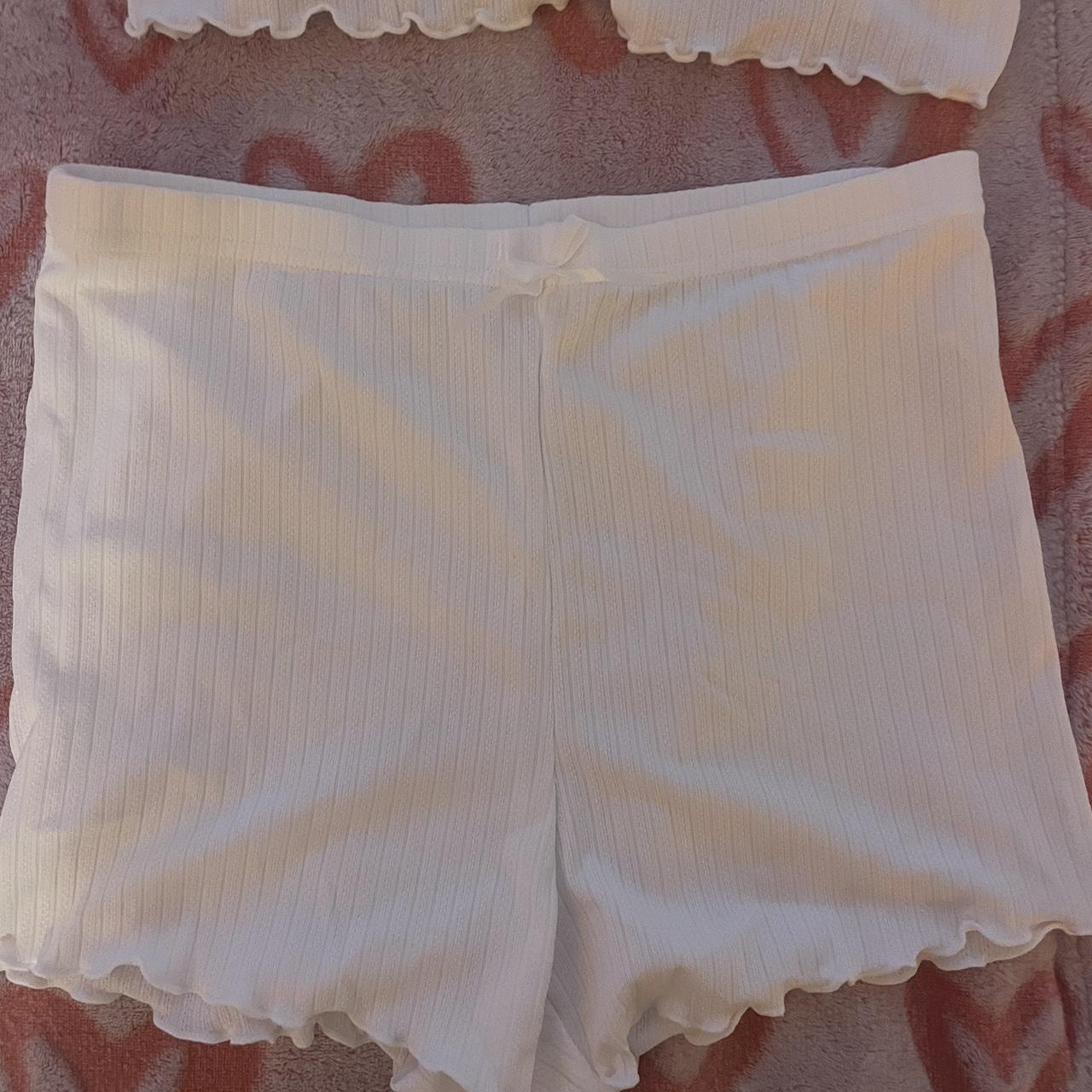 Feminine White Frilly Pajama/Lounge Set #pajama... - Depop